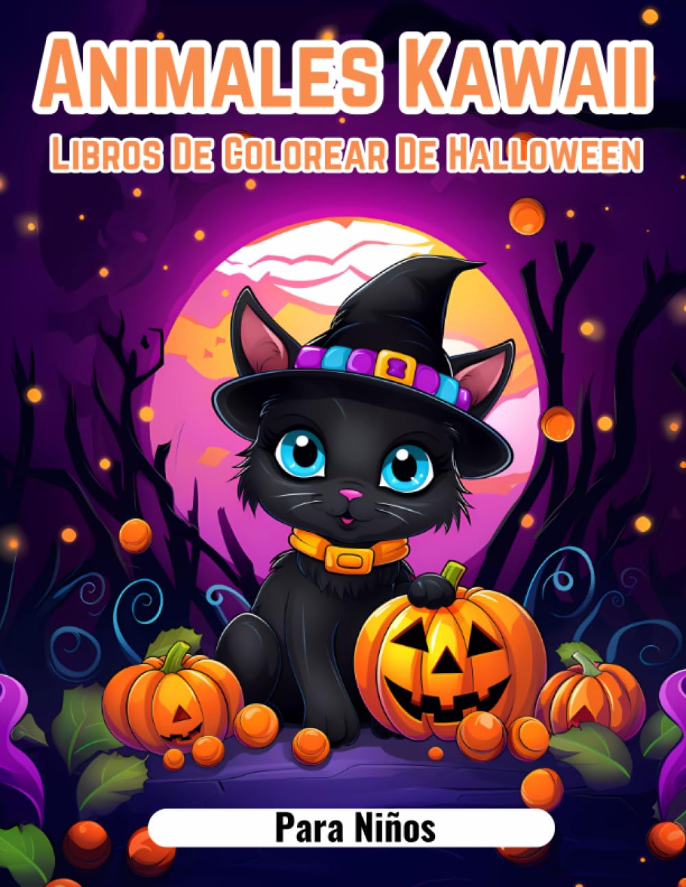 Animales Kawaii Libros De Colorear De Halloween Para Niños: ¡Un ...