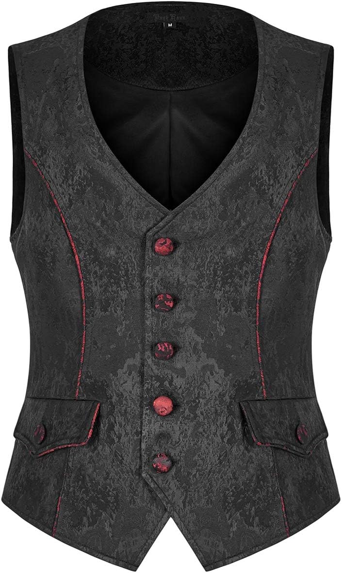 Punk Rave Bloodletter Mens Gothic Vampire Waistcoat Vest - Black & Red ...