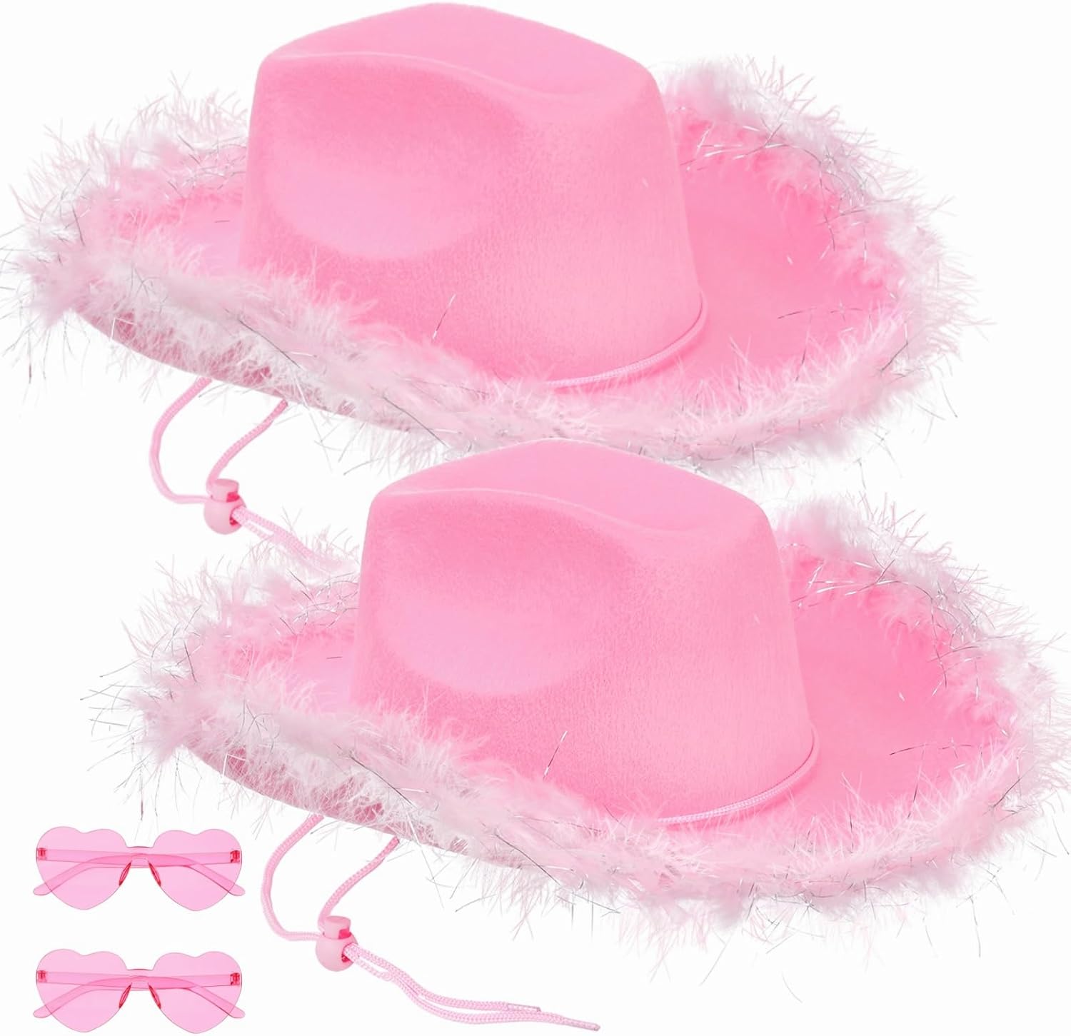 Amazon.com: Noamus 2 Pack Cowgirl Hat and Glasses, Pink Funcredible ...