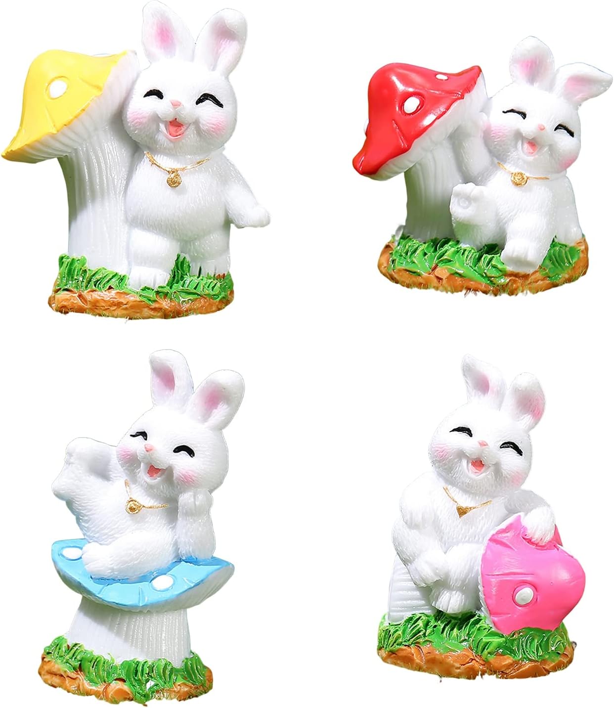 Amazon.com: 4Pcs Rabbit Figurine Cute Mini Rabbit Statue Resin Bunny ...