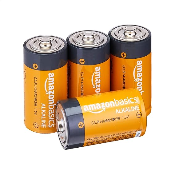 Amazon Basics - Pilas C, Paquete de 4 pilas alcalinas C multiusos, 5 ...