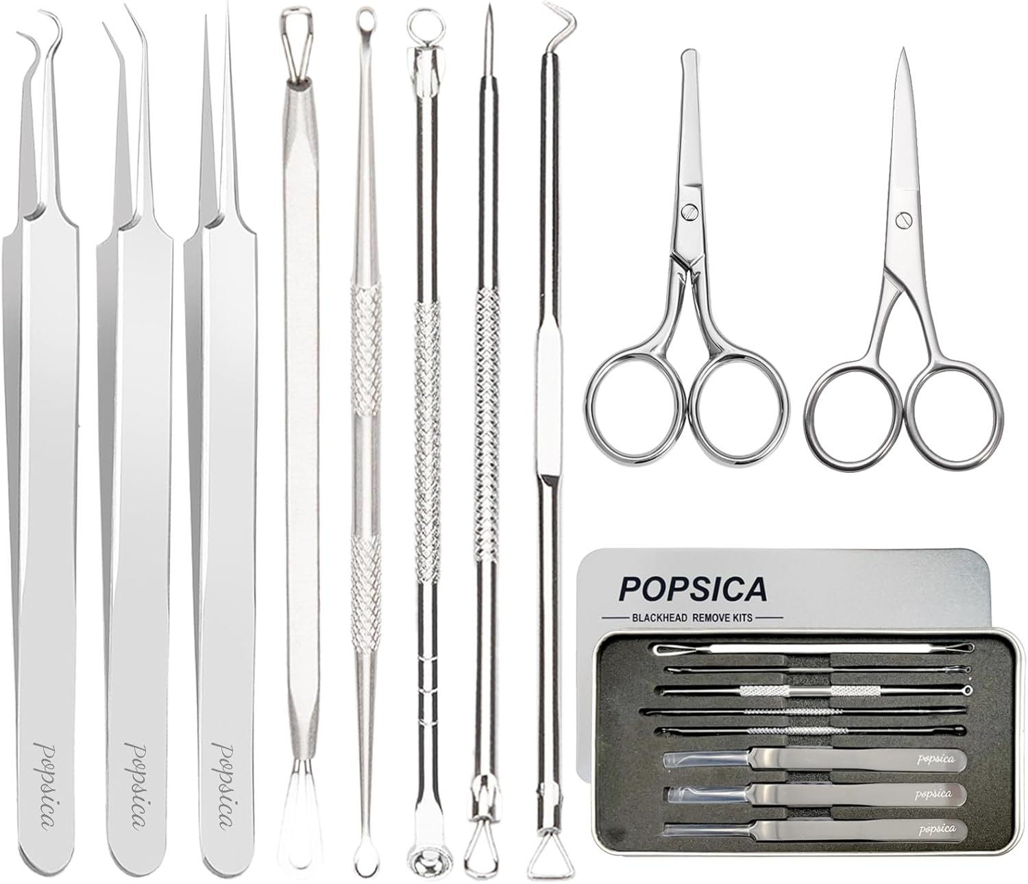 Amazon.com: Blackhead Remover Pimple Squeezing Tool +Tweezers Set + 2 ...