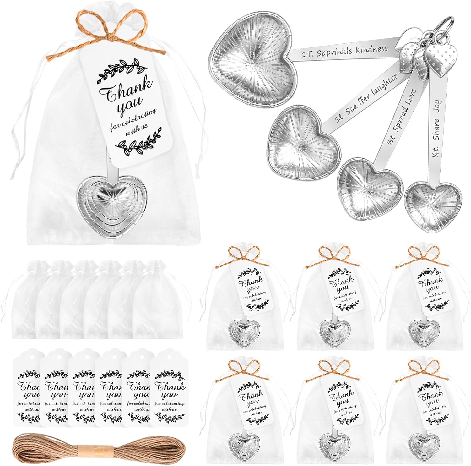 Amazon.com: 6Pcs Heart Shaped Measuring Spoons Set Wedding Baby Shower ...