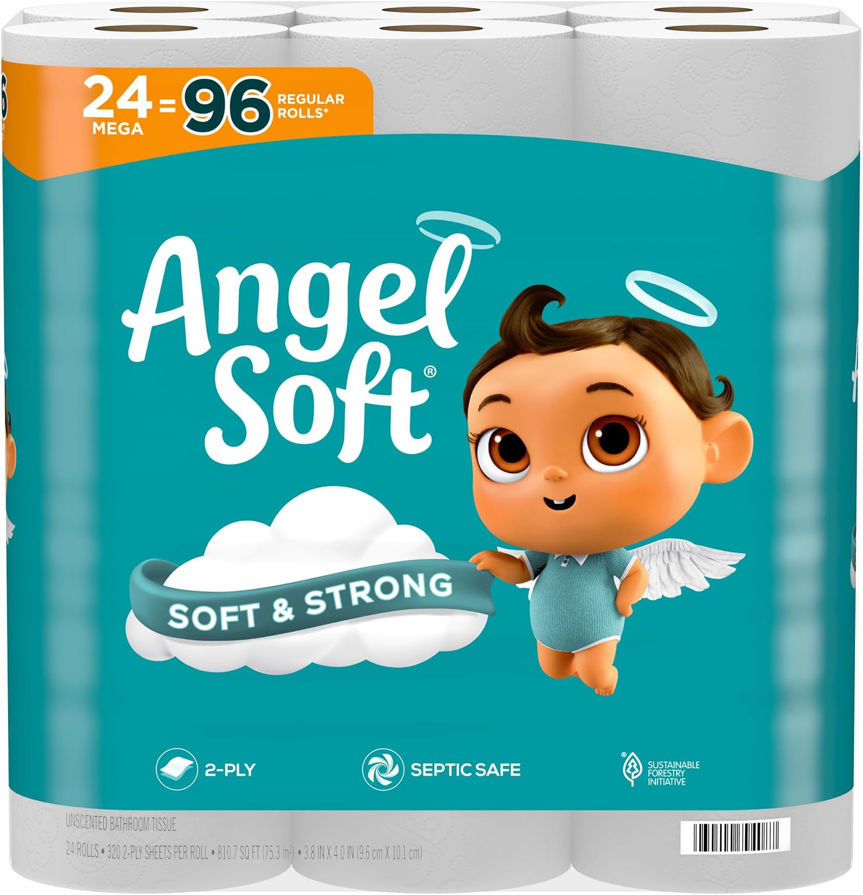 Amazon.com: Angel Soft Toilet Paper, 24 Mega Rolls = 96 Regular Rolls ...