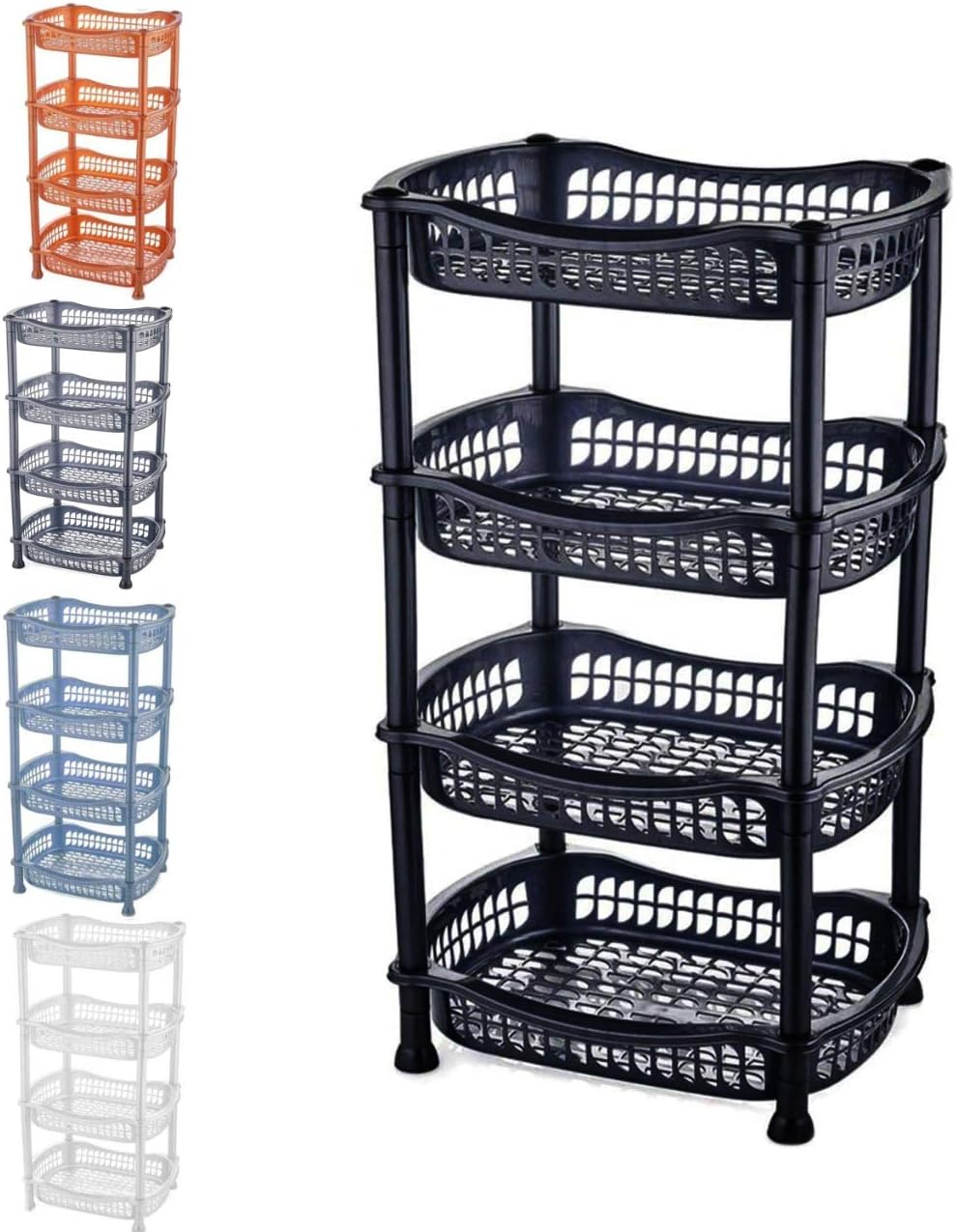 4 TIER VEGETABLE FRUIT STORAGE BASKET RACK KITCHEN UTILITY STACKING ...