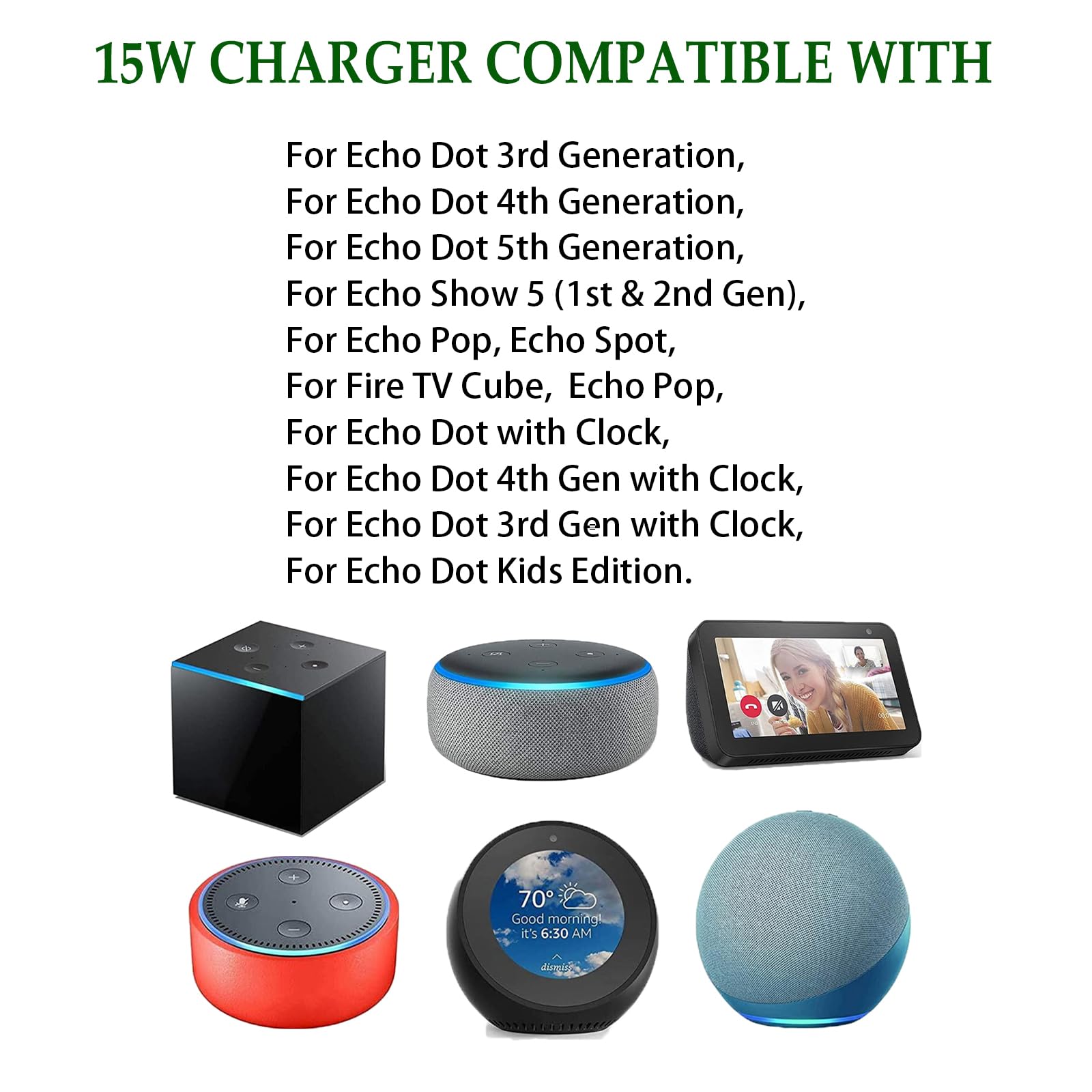Power Adapter Amazon Echo Dot Compatibility 21W AC Power Adapter for ...