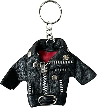 Amazon.com: BTR BORN TO RACE Leather Jacket Keychain with Red Lining ...