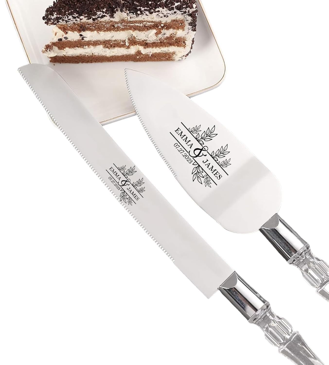 Amazon.com: Personalized Cake Knife and Server Set - Engraved Stainless ...