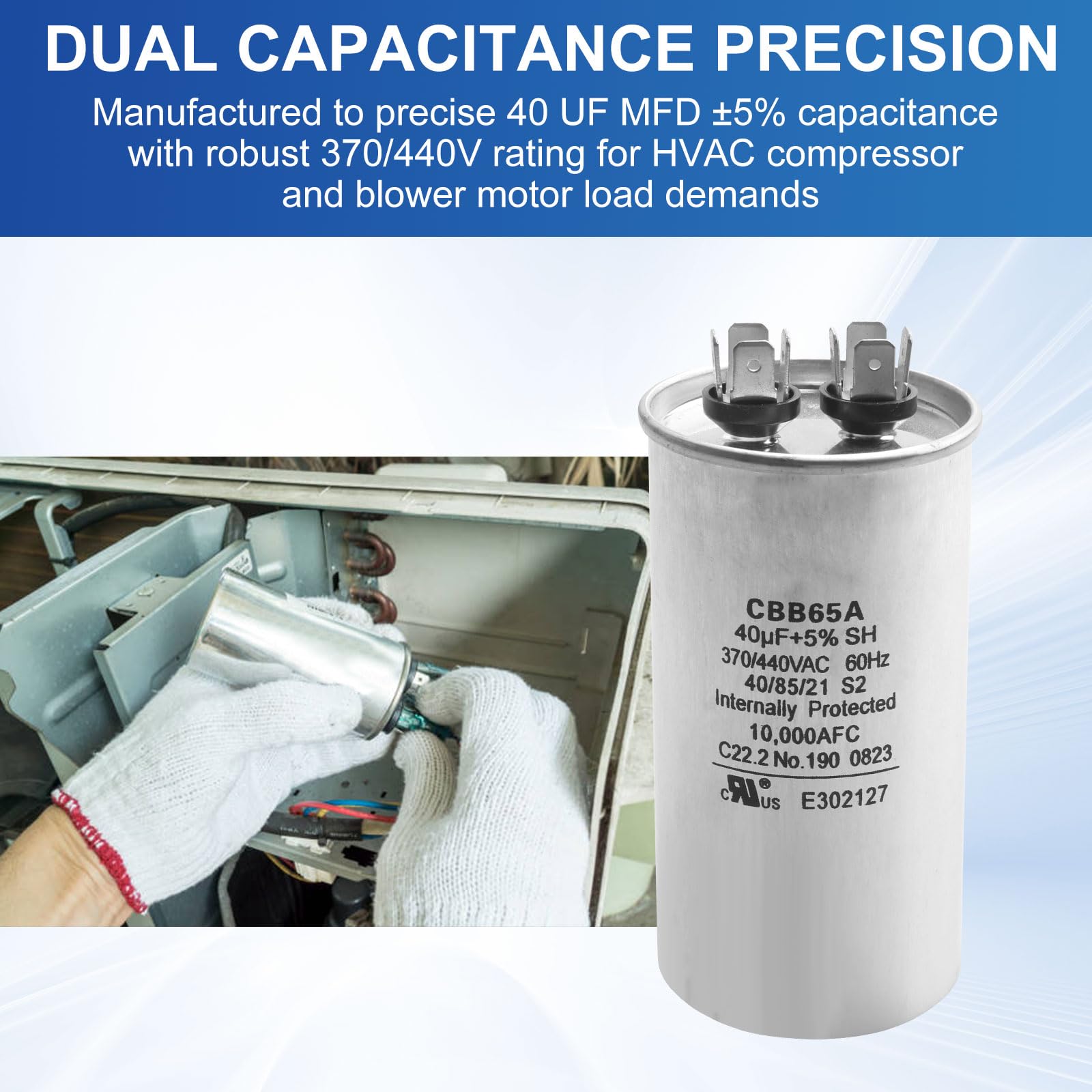 Snapklik.com : 2025 Upgrade 97F9614 40uf 370/440VAC 60Hz Dual Run ...