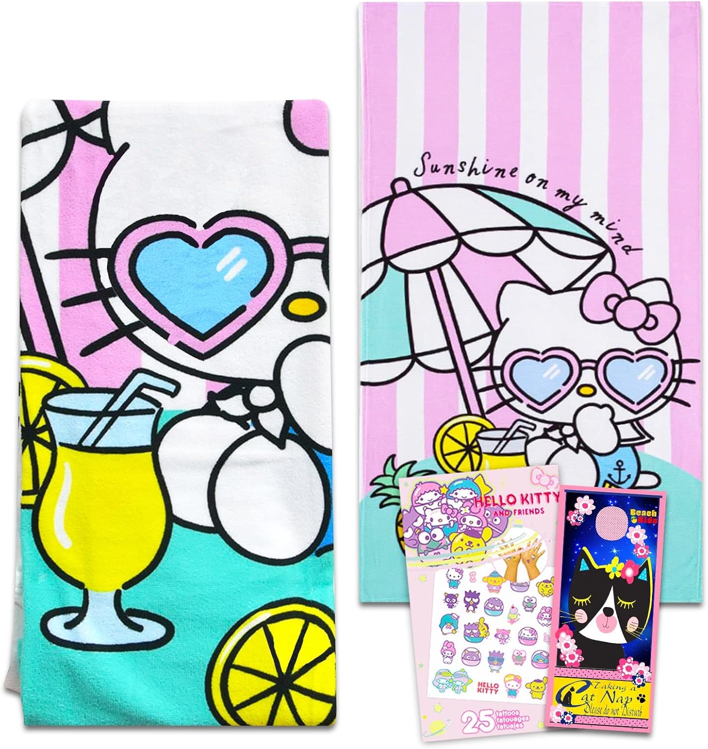 Amazon.com: Hello Kitty Beach Towel for Girls - Bundle with Hello Kitty ...