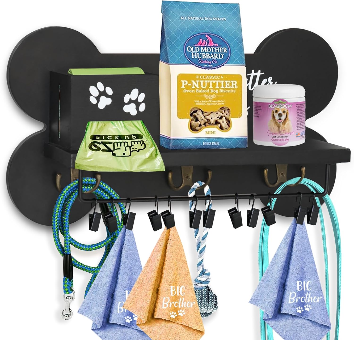 Amazon.com: Dog Leash Holder for Wall, Solid Wood Dog Stuff Storage ...