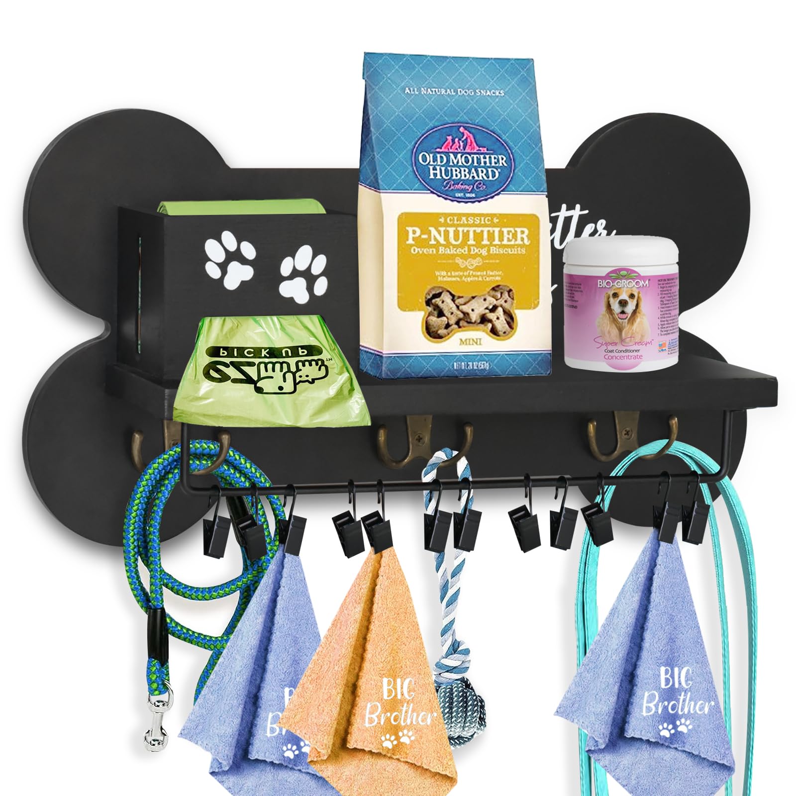 Amazon.com: Dog Leash Holder for Wall, Dog Stuff Storage Shelf with Dog ...