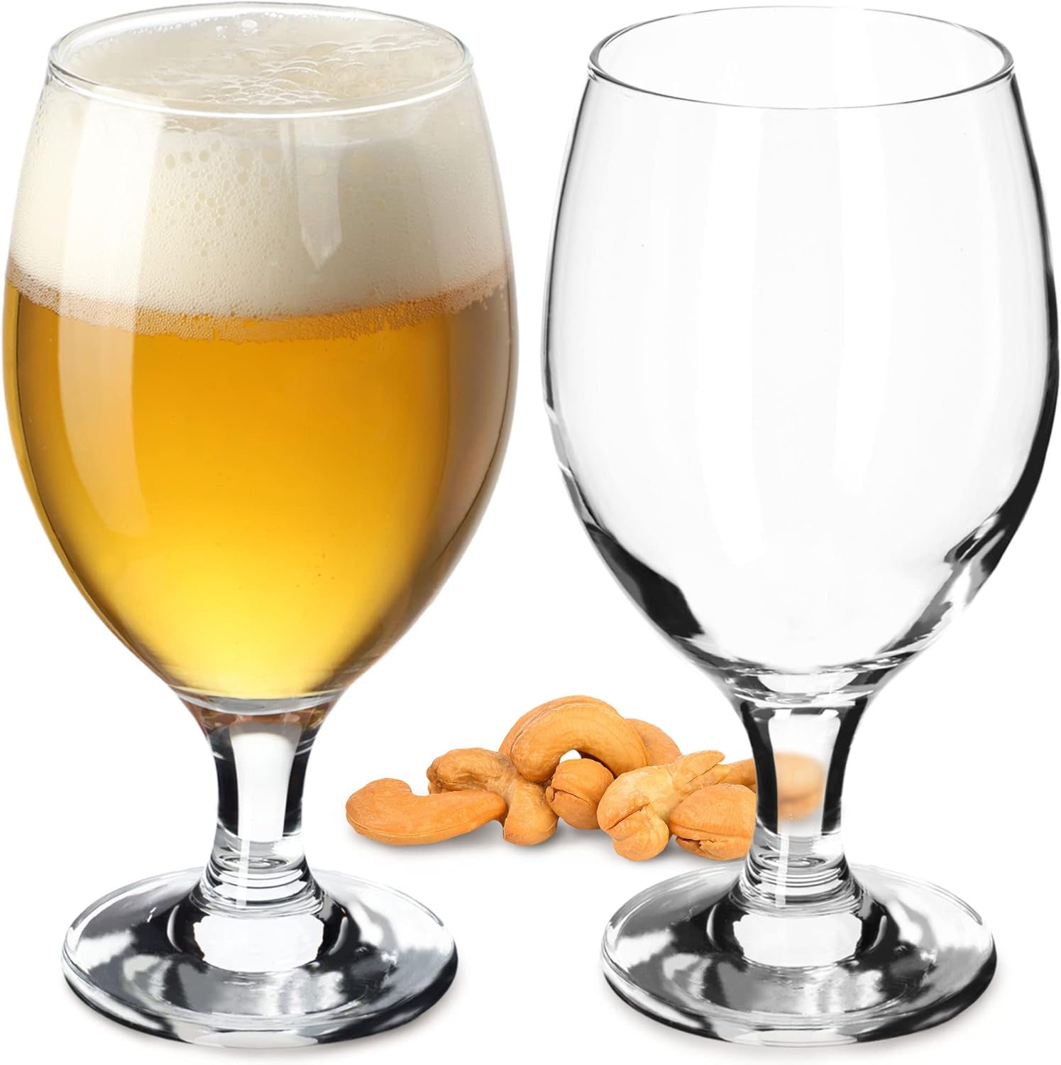 KADAX Stemmed Beer Glasses 400 ml, Transparent Pint Glasses for Ales ...