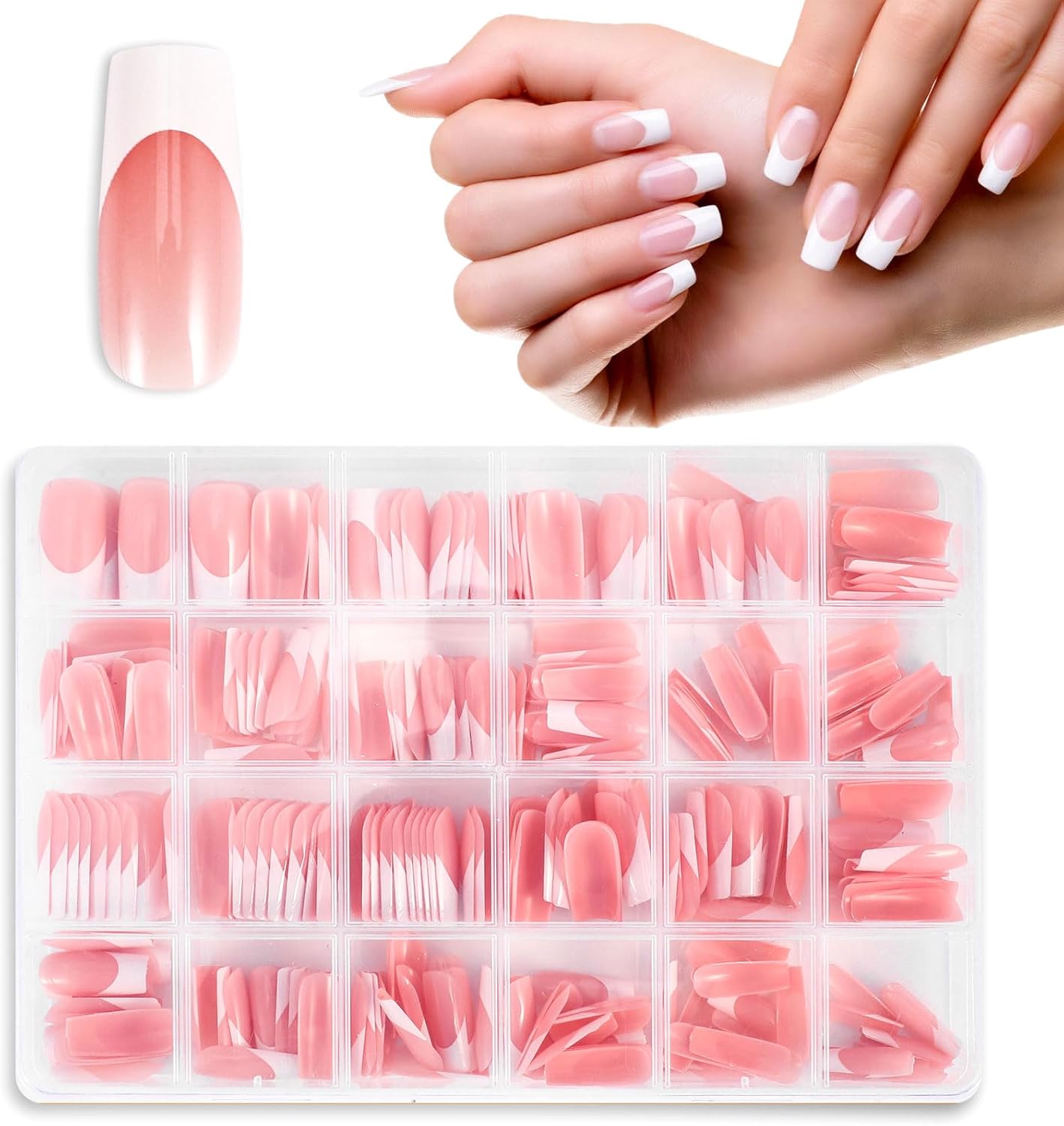 JSRQT 360 Pieces French Tip False Nails Artificial Acrylic Full Cover ...