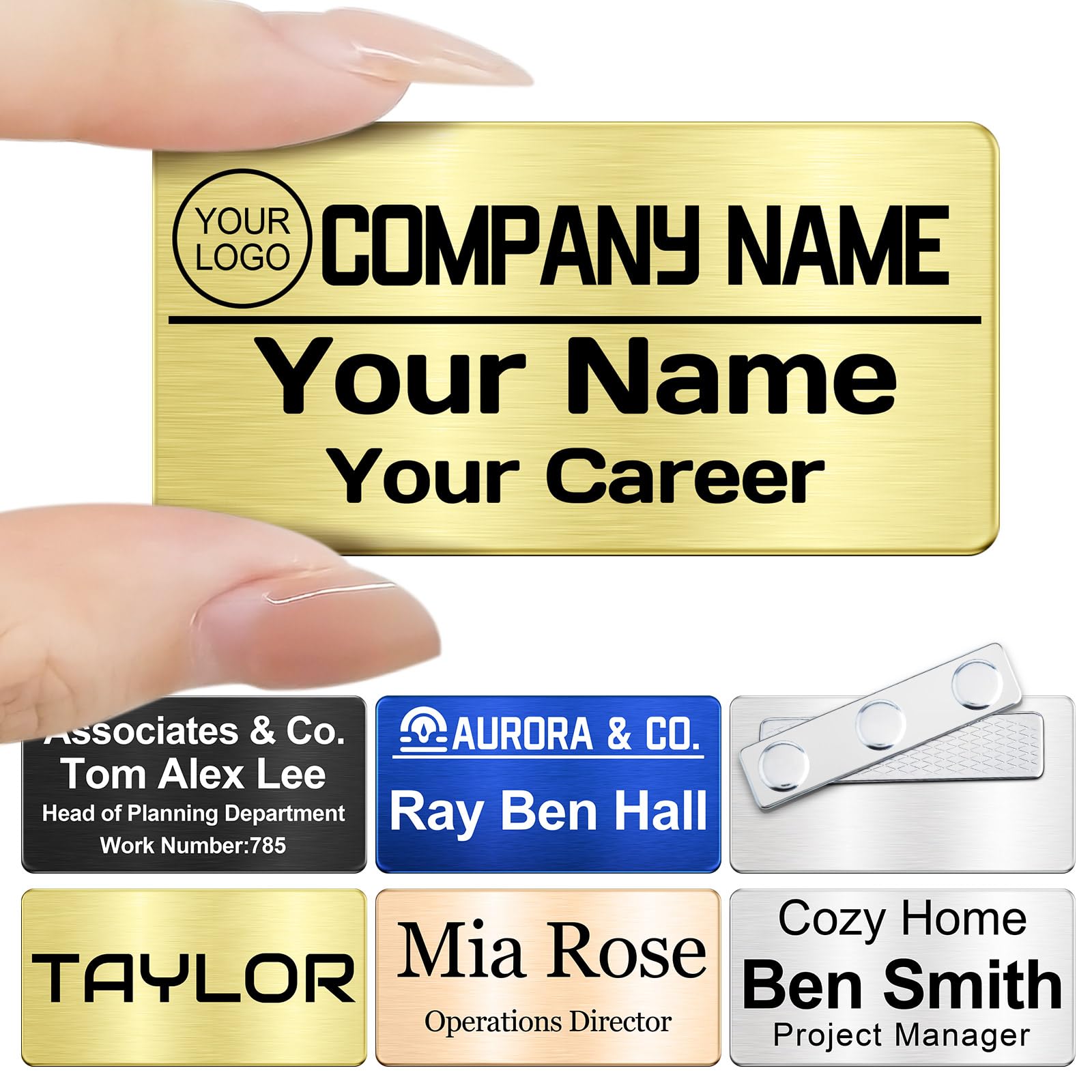 Amazon.com : Stainless Steel Personalized Name Tag with Magnetic Clip ...