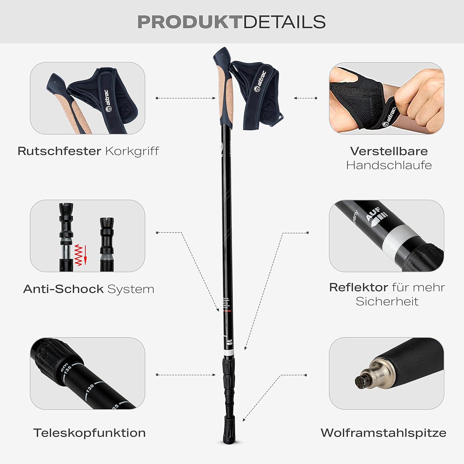 Nordic Walking Stöcke Classic Click & Go I Teleskop verstellbar & Super ...