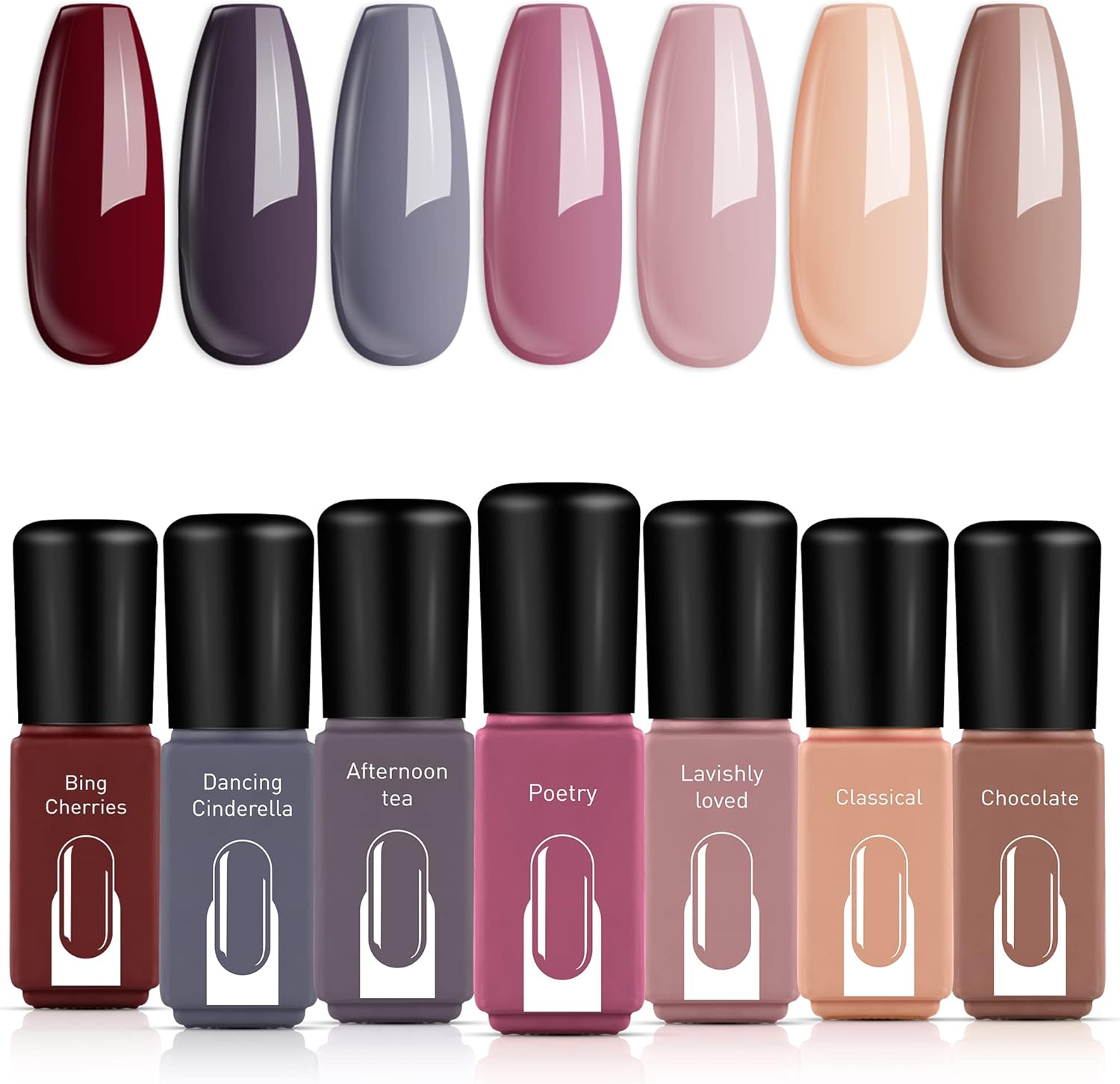 Modelones Vernis Semi Permanent Nude 7pcs, Vernis à Ongles Gels Semi ...