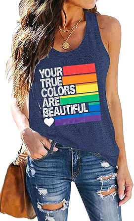 Amazon.com: KNEYATTA Women's Pride Tank Top: Rainbow Flag Shirt, Love ...