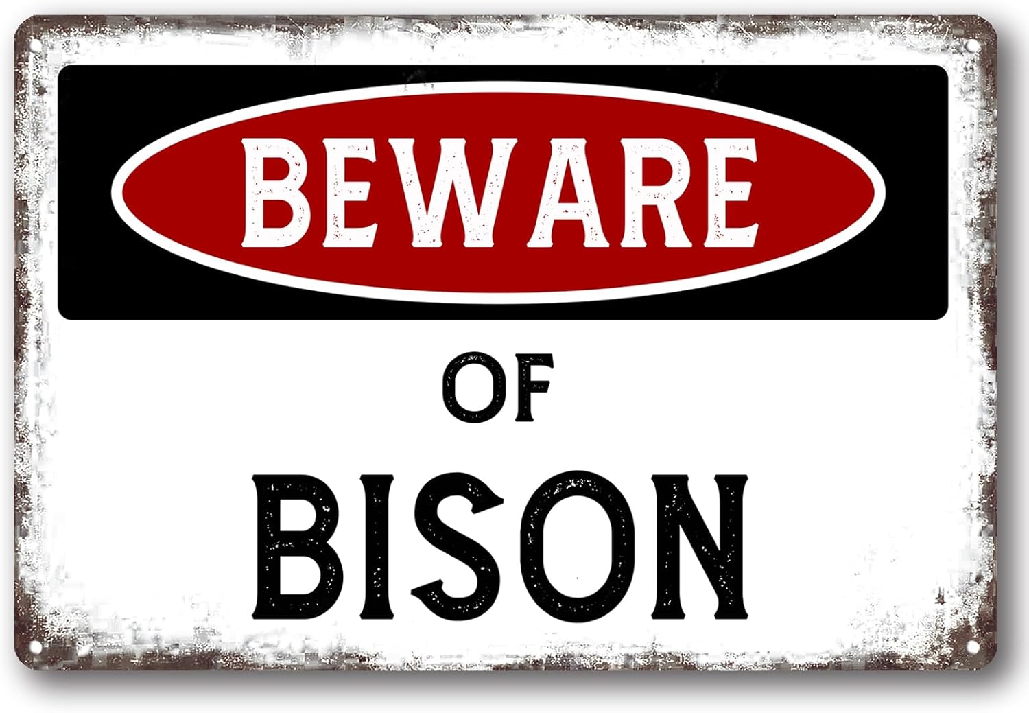 Amazon.com: JZDKJN Beware of Bison Vintage Metal Tin Sign Decor Retro ...