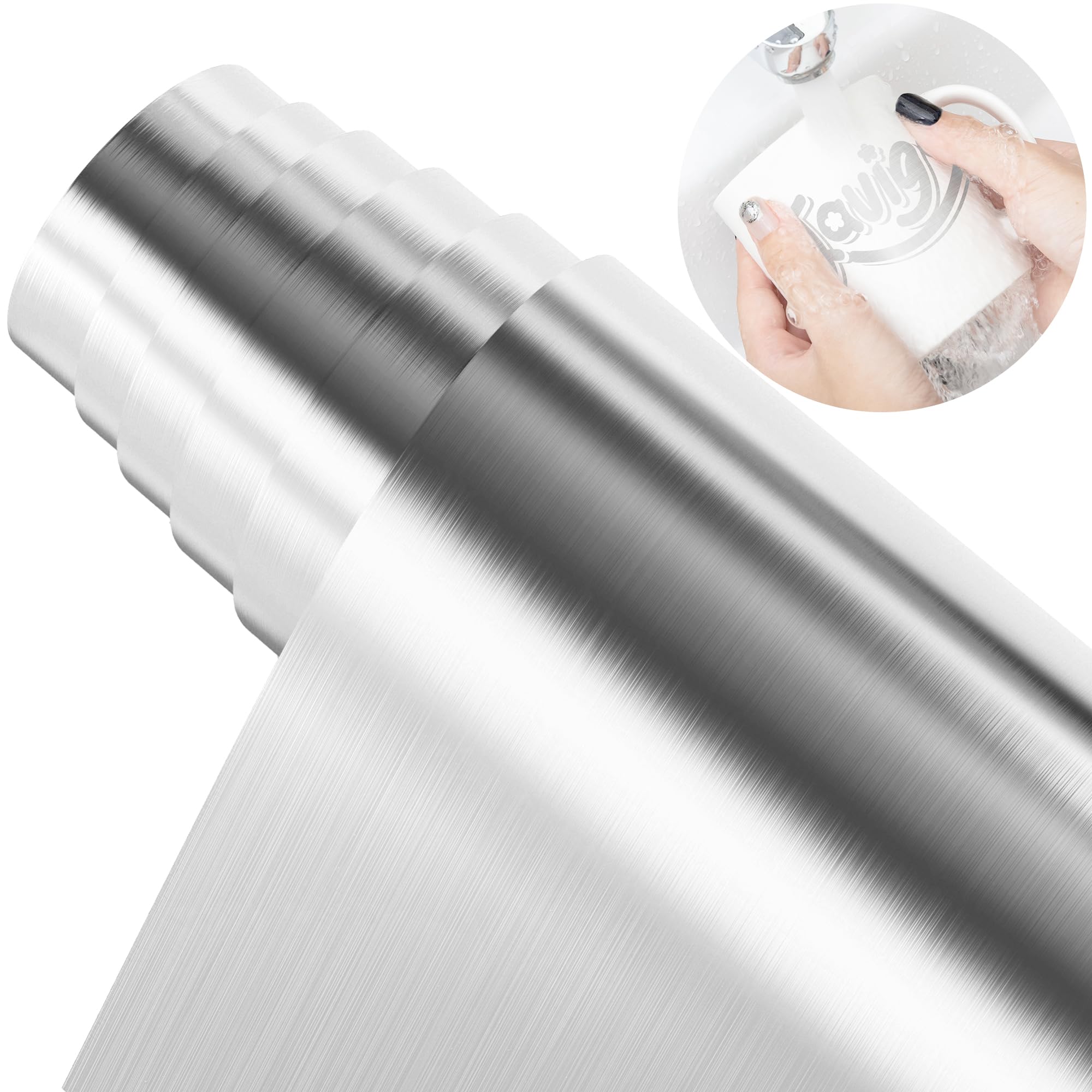 Amazon.com: JAVIGA Brushed Silver Vinyl, 12" x 15FT Silver Permanent ...