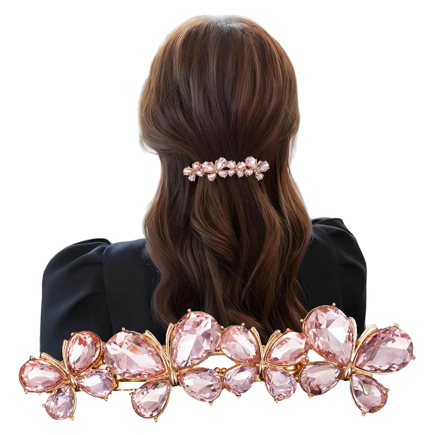 Amazon.com : XIMEO Fancy Hair Clips for Women – Pink Butterfly Crystal ...