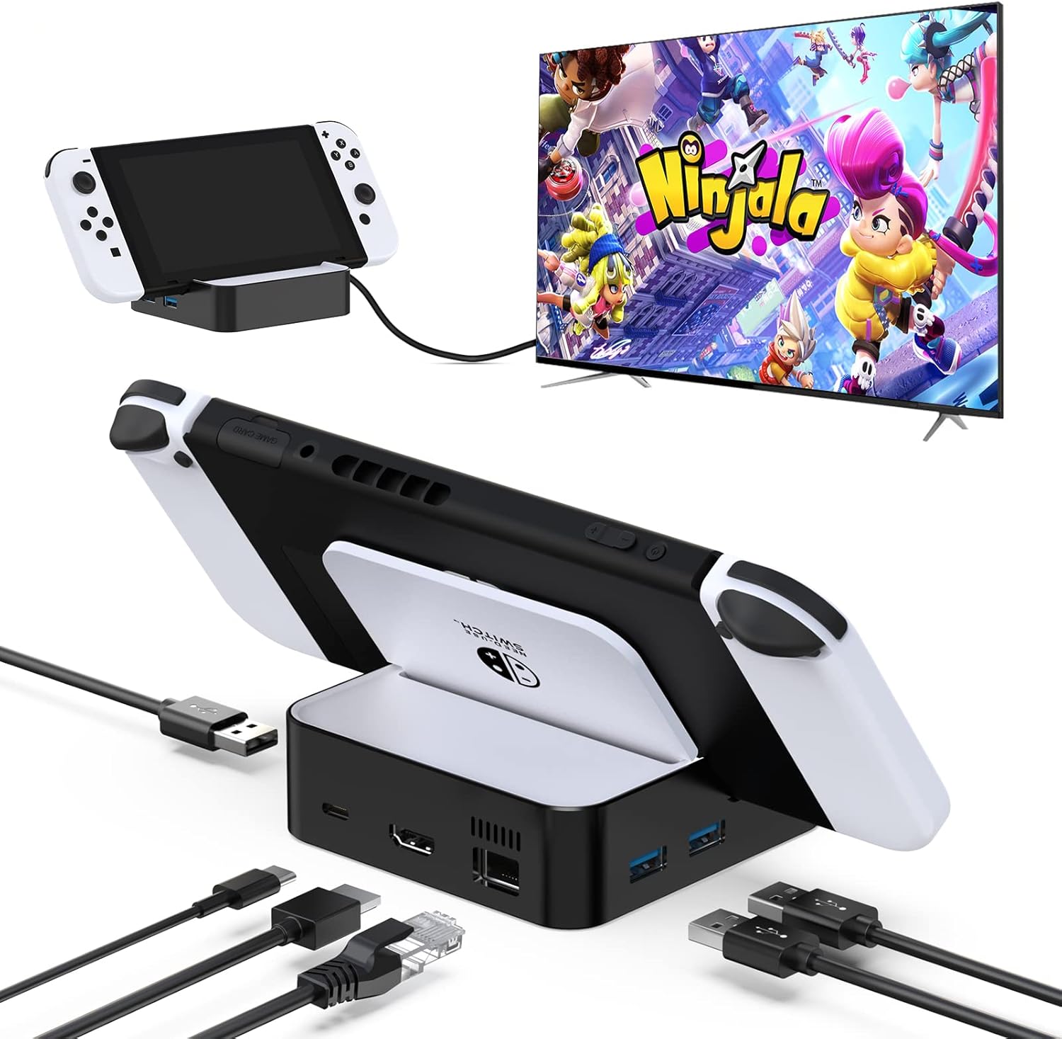 AHGEIIY Switch Dock Replacement for Nintendo Switch Dock, 6 in 1 for ...