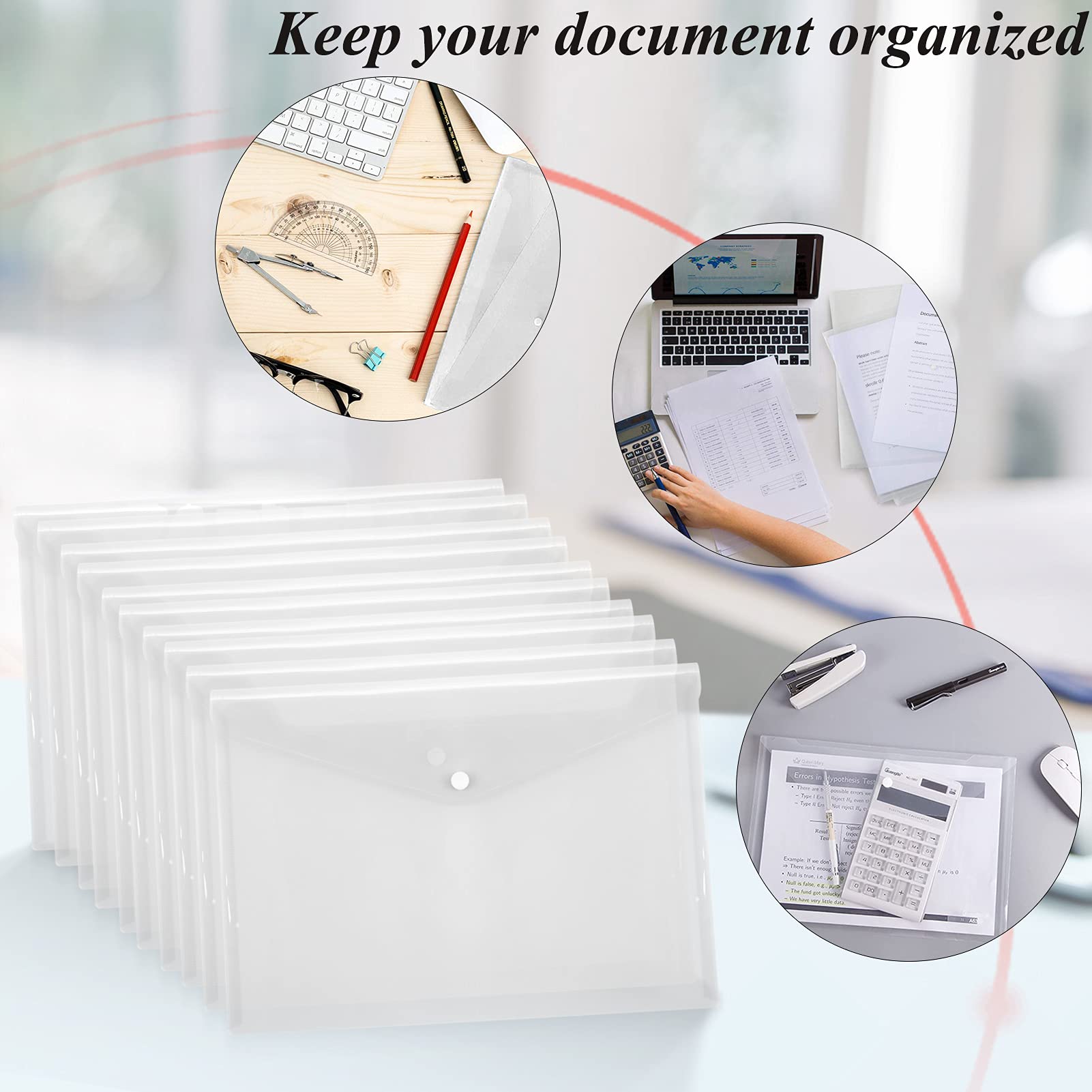 Snapklik.com : Toplive File Folders,12 Packs Plastic Envelopes Clear A4 ...
