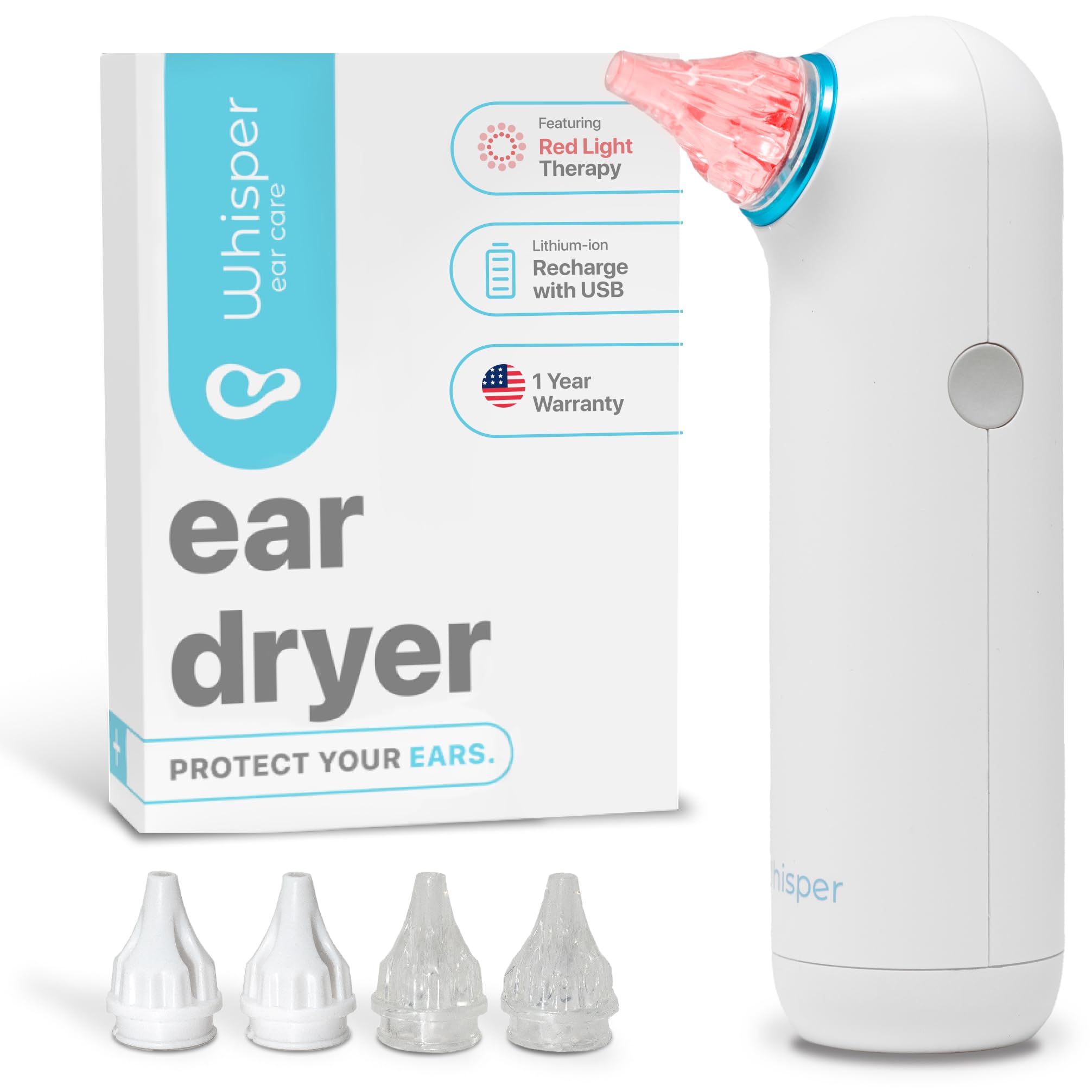 Amazon.com: Ear Dryer | USA | Rechargable Ear Water Drying Aid with Red ...
