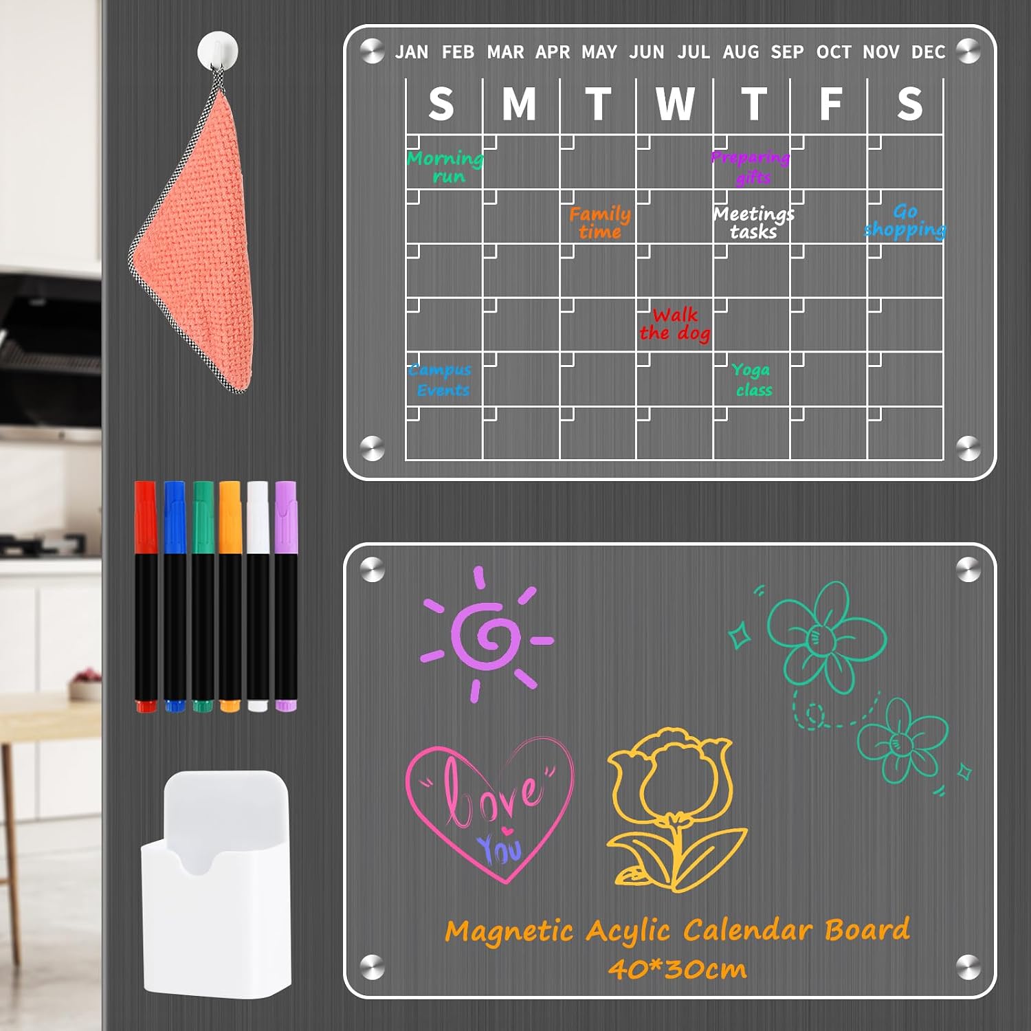 SYCYKA Calendario Magnético para Refrigerador, 40×30cm, Calendario ...