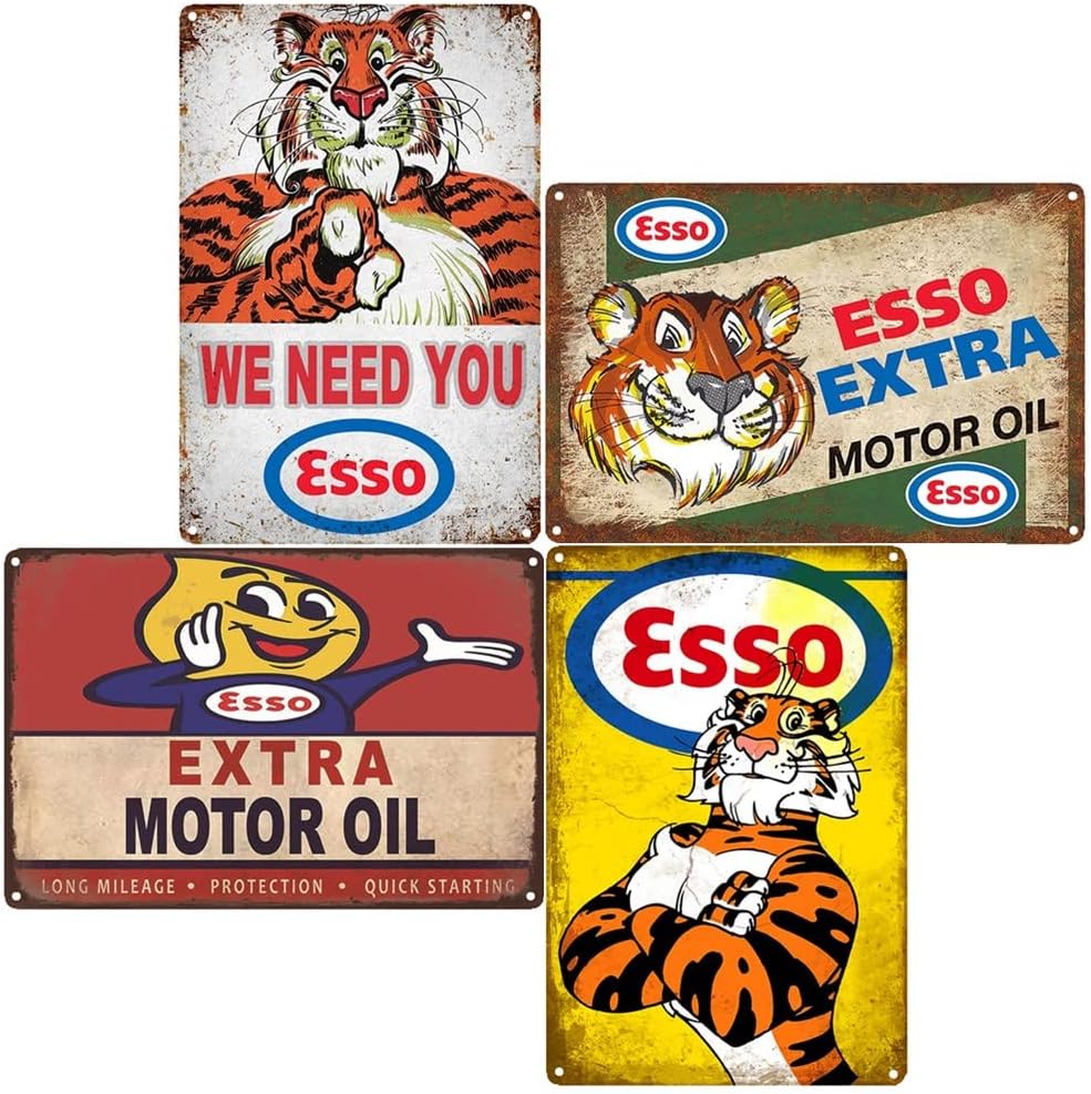 Amazon.com: SOPAHU Retro Tin Signs Vintage Signs Esso Tiger Auto ...