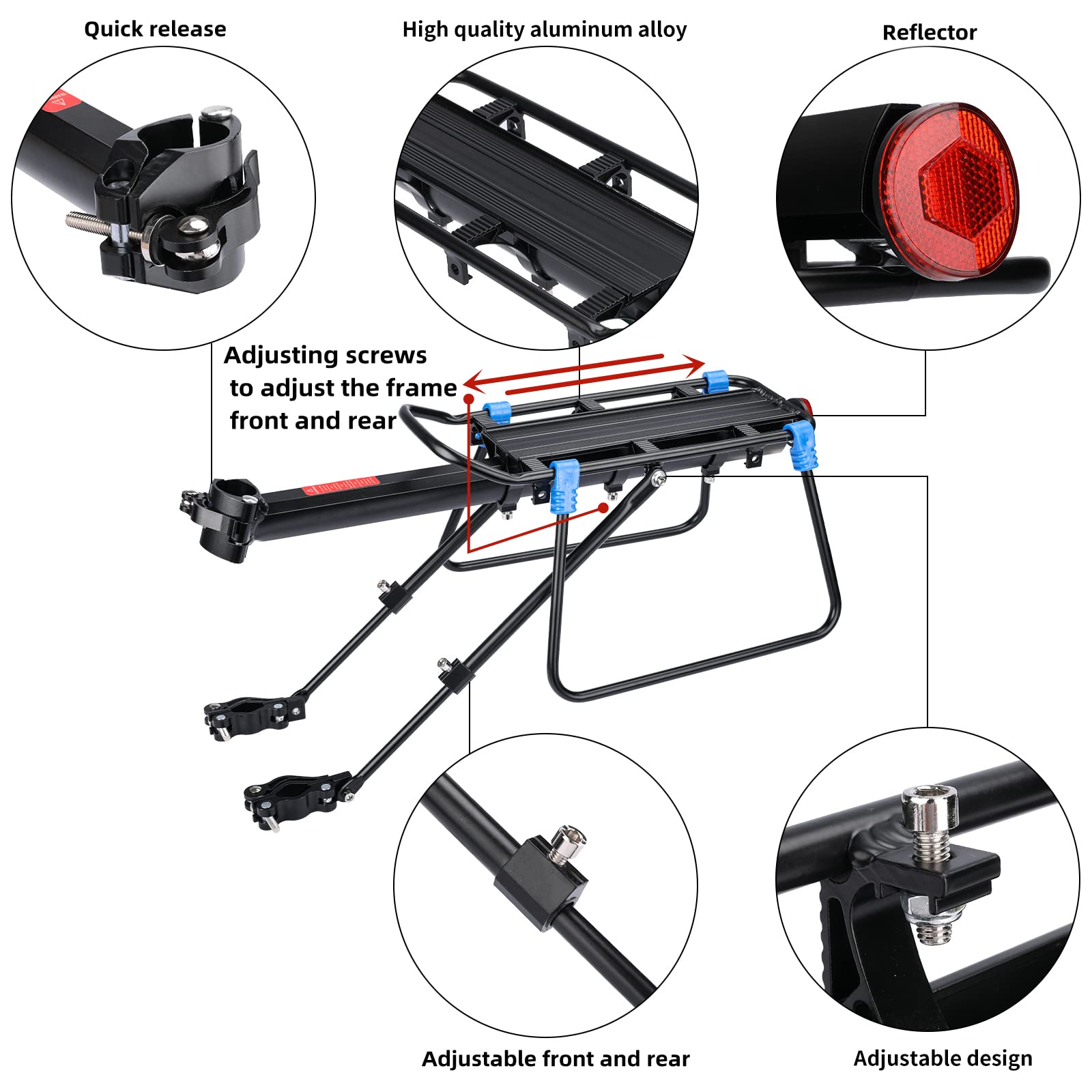 Snapklik.com : BABEIYXM Rear Bike Rack 110-165lb Bike Cargo Rack