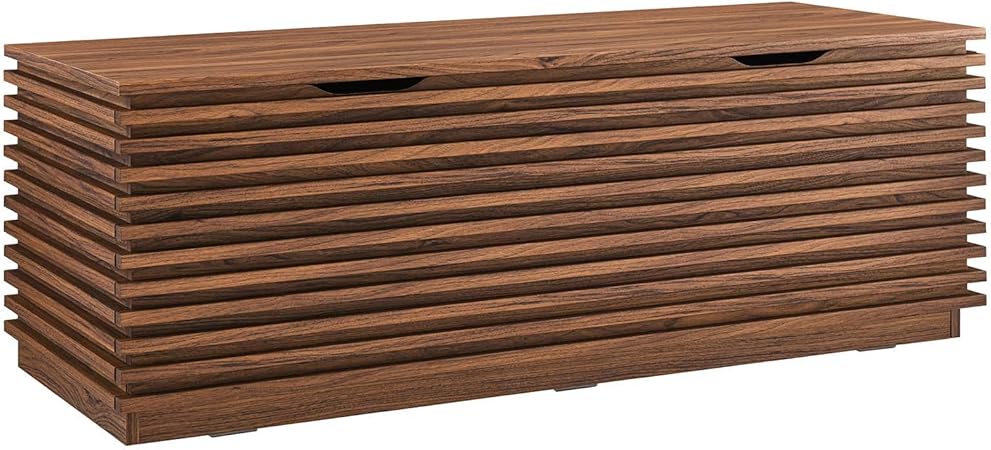 Amazon.com: Modway Render 47" Wood Grain Storage Bench in Walnut : Home ...