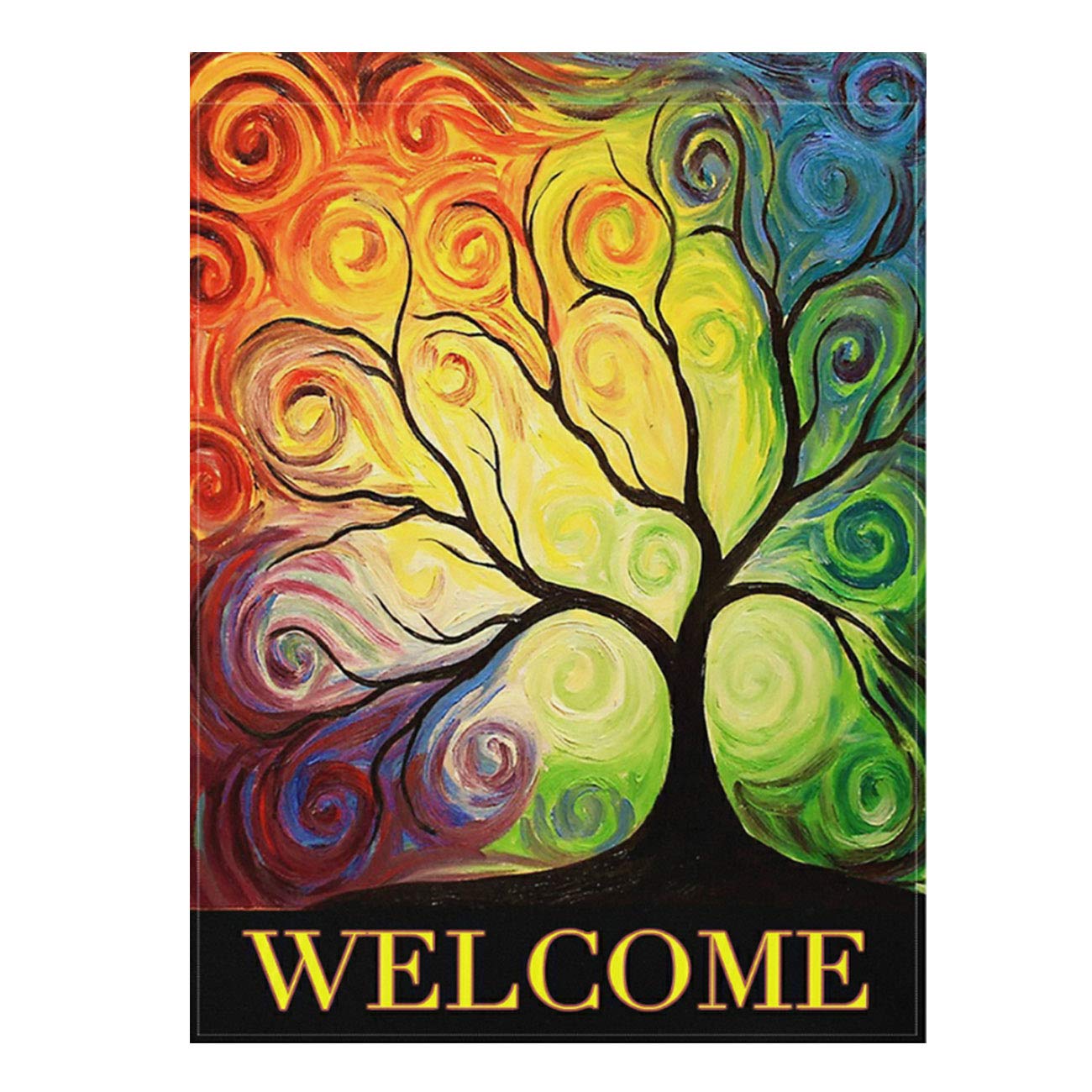 Amazon.com : ALAZA Colorful Rainbow Tree Branch Double Sided House Flag ...