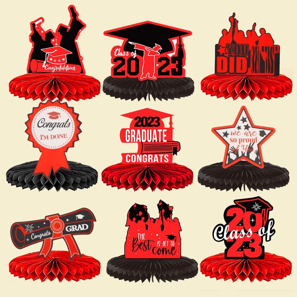 Amazon.com: 9pcs Graduation Centerpieces for Tables 2023, Red Class of ...