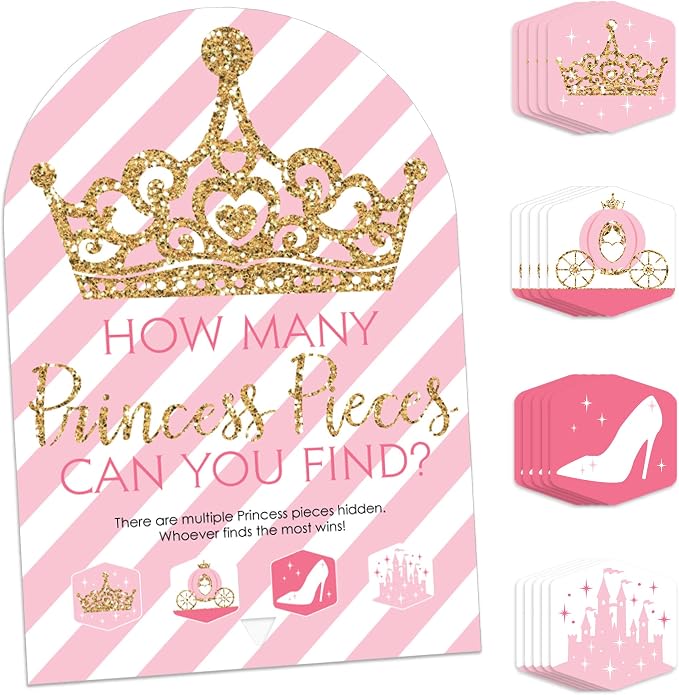 Amazon.com: Big Dot of Happiness Little Princess Crown - Pink and Gold ...