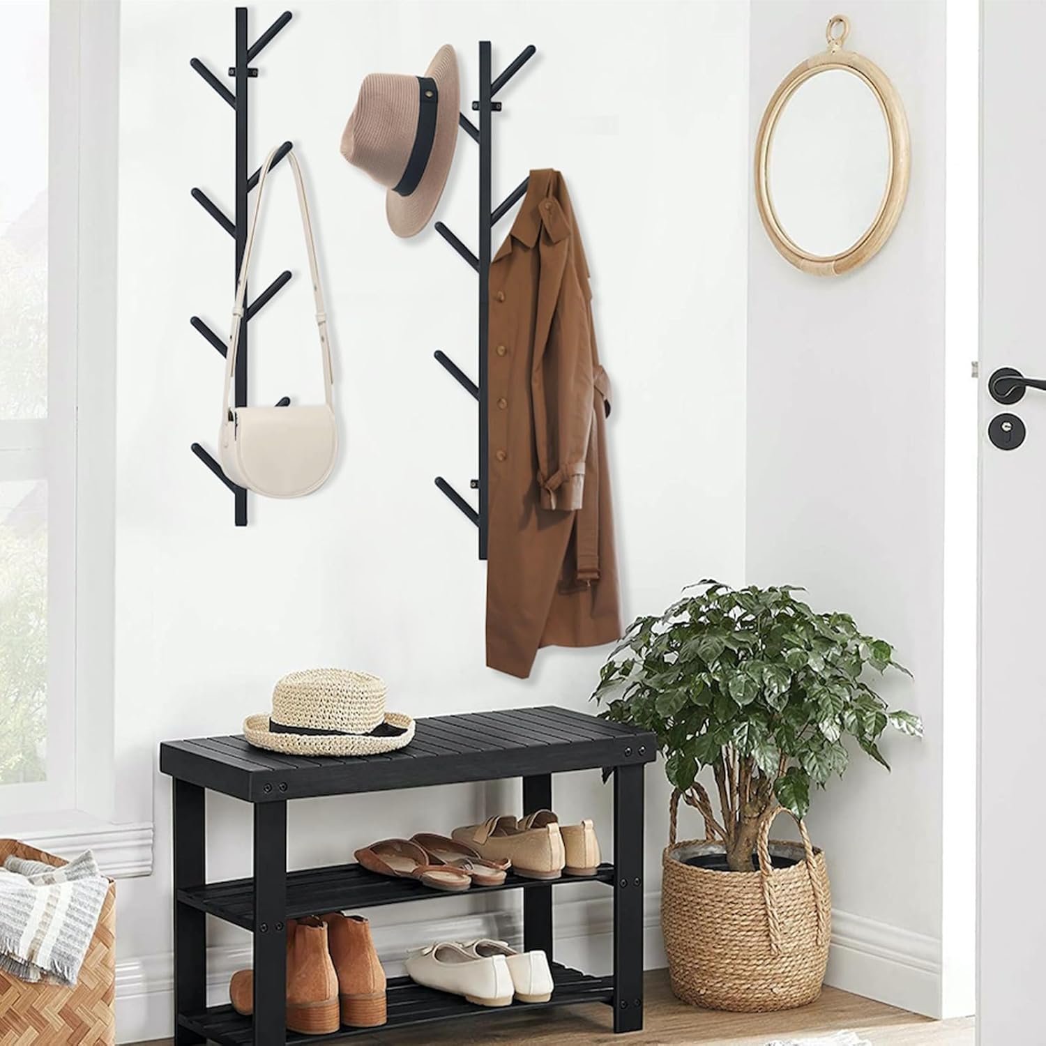 FANTAKI Perchero de montaje en pared, juego de 2 percheros verticales ...