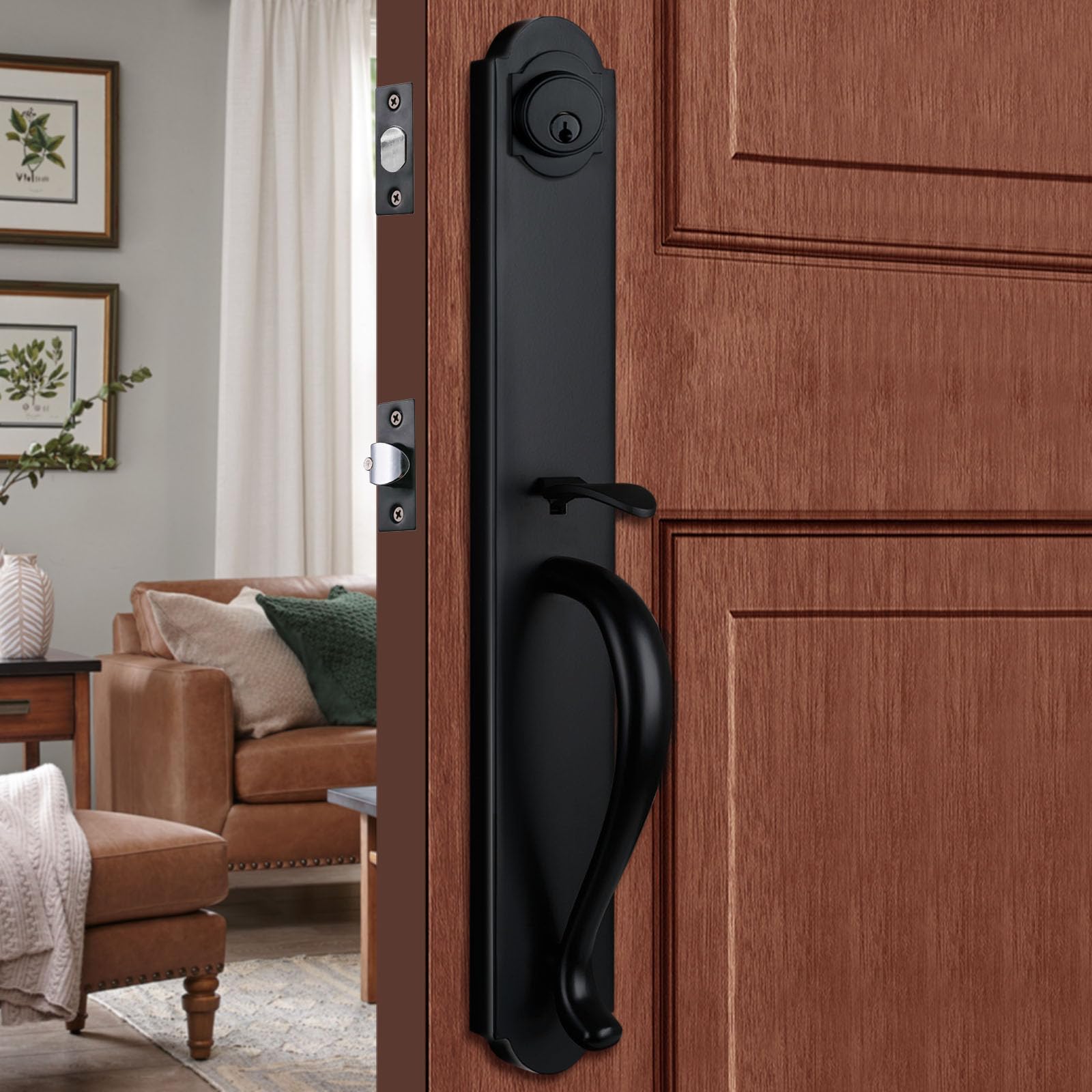 HISAFE Keyed Alike Double Door Handle Set&Single Door Handle Set, Matte ...