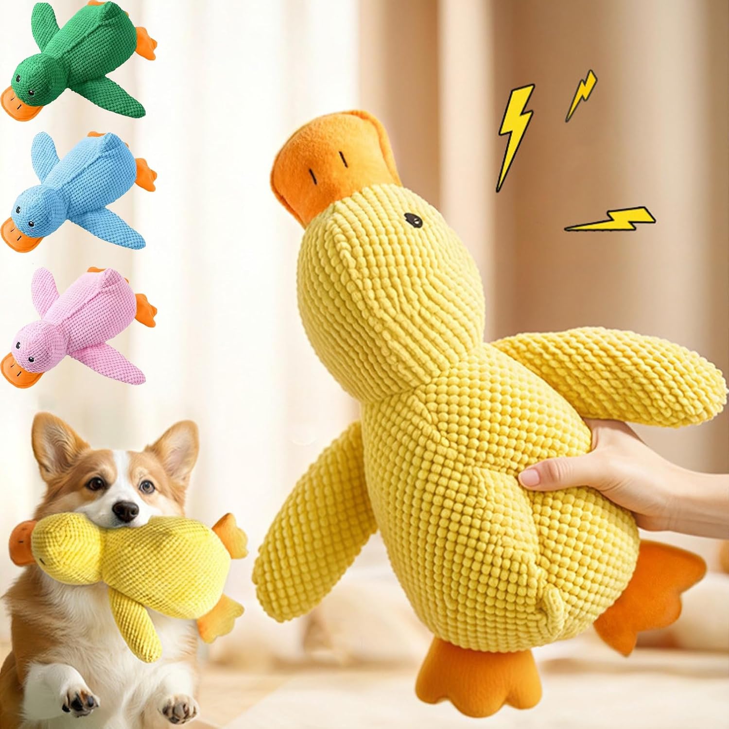 2025 New Calming Duck Toy for Dogs, Durable Bite-Resistant Yellow Duck ...