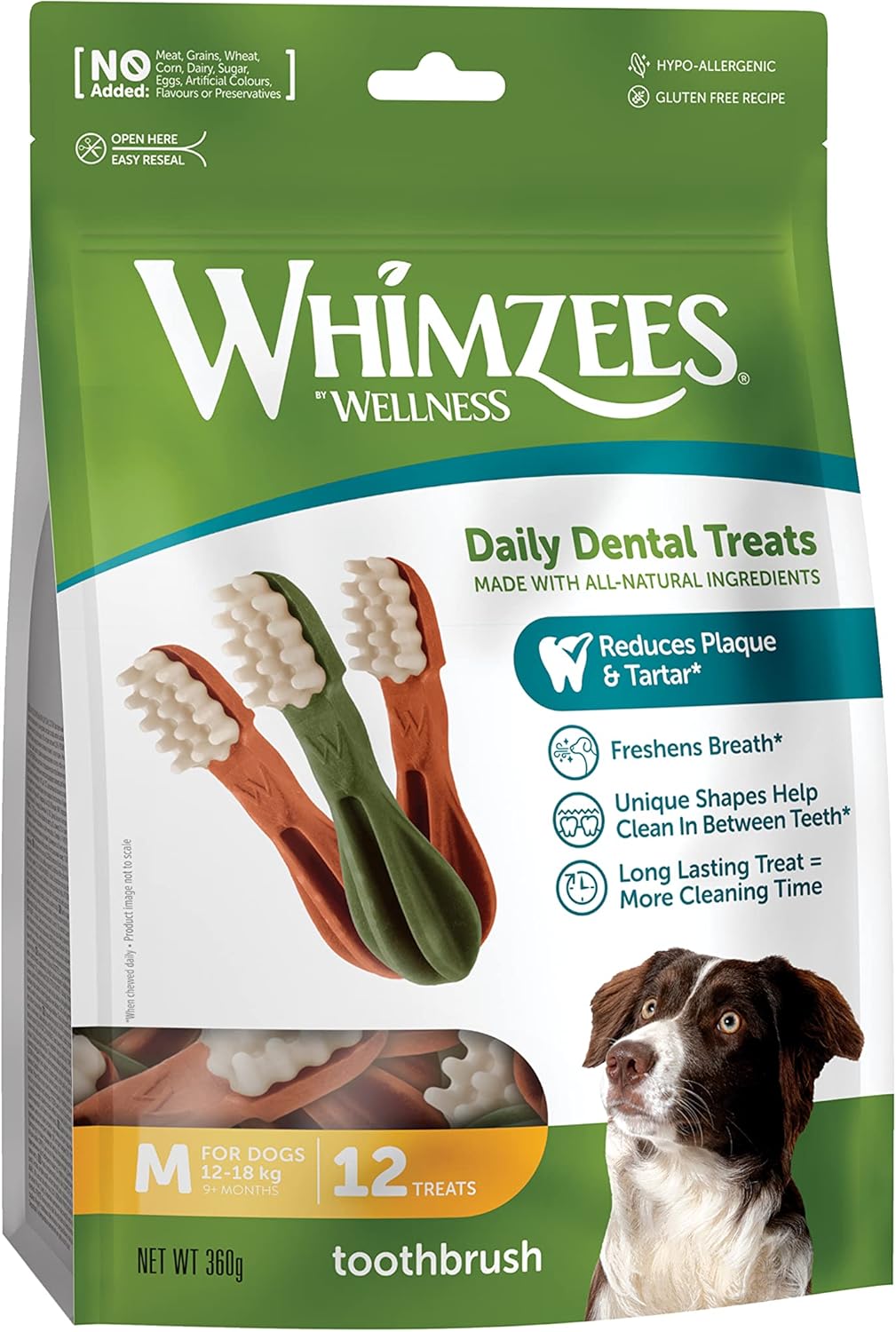 WHIMZEES Toothbrush M, 12 Pieces – Dog Dental Stix, Size M, Dog Dental ...