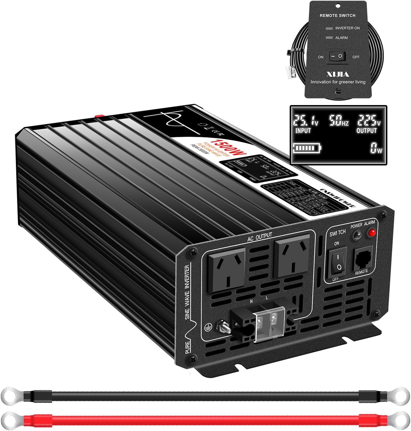 OUBOINVER 1500W Pure Sine Wave Power Inverter with Peak 3000W-12V to ...