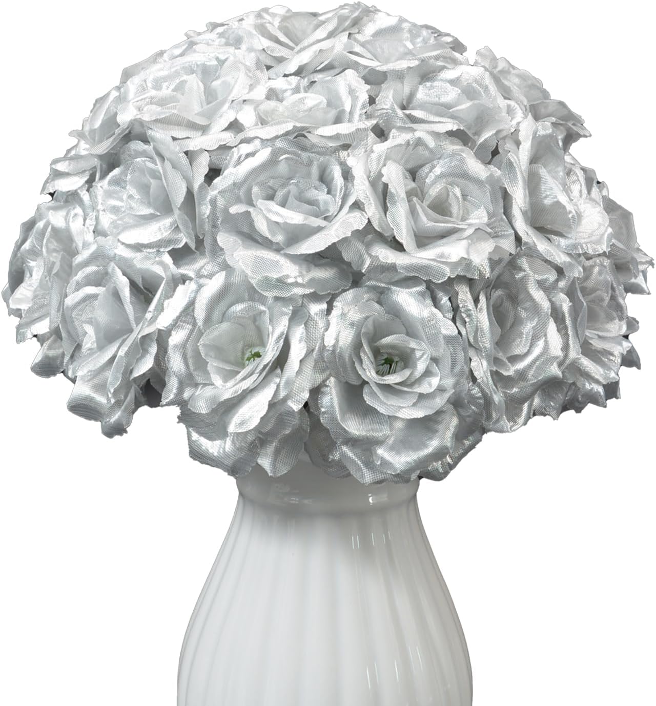 Amazon.com: Bright Creations 50-Pack Silver Rose Flower Heads for DIY ...