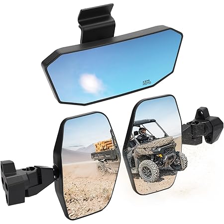 Amazon.com: KEMIMOTO UTV Rear View Side and Center Mirror, Steady ...