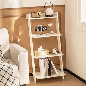 Giantex 4-Tier Wooden Ladder Shelf - Wall Leaning Storage Shelves with ...