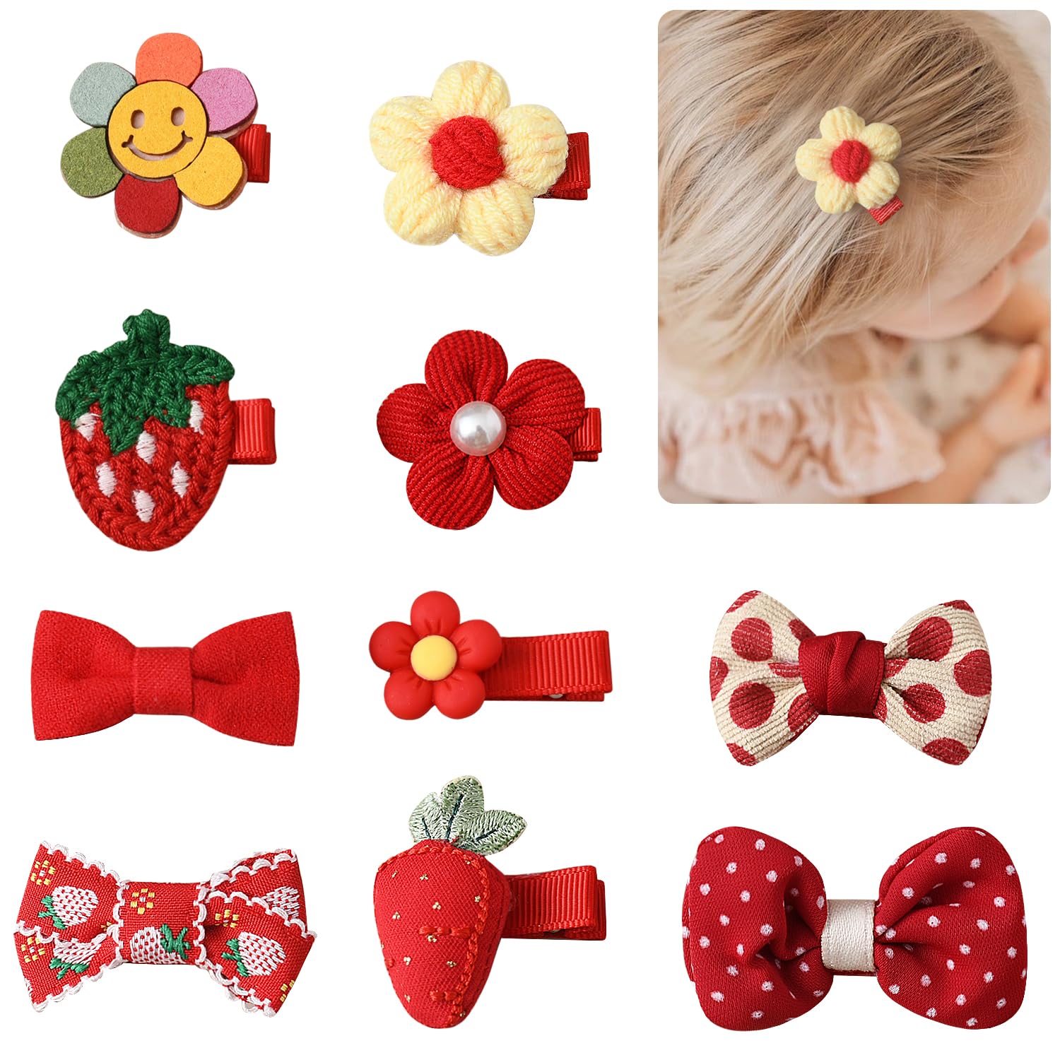 Amazon.com: Baby Hair Clips 10 Pcs Toddler Hair Bows Fully Covered ...