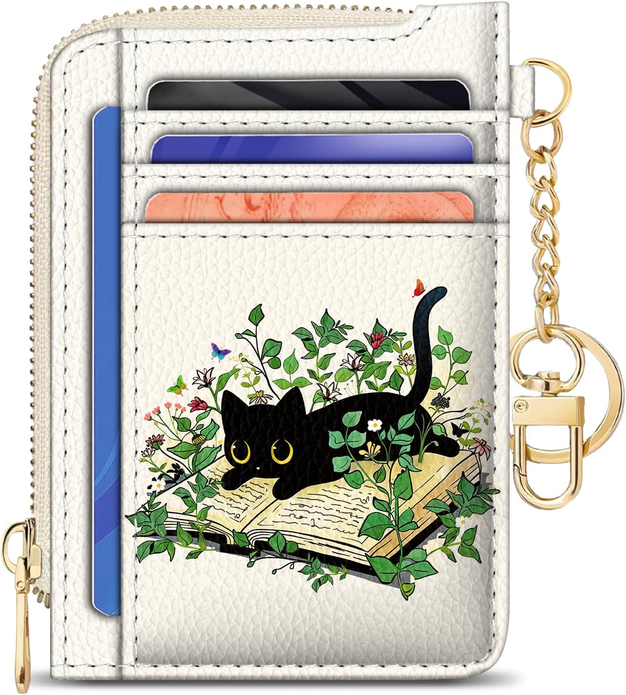 Amazon.com: GIANCOMICS Slim Wallet Credit Card Holder Women, Black Cat ...