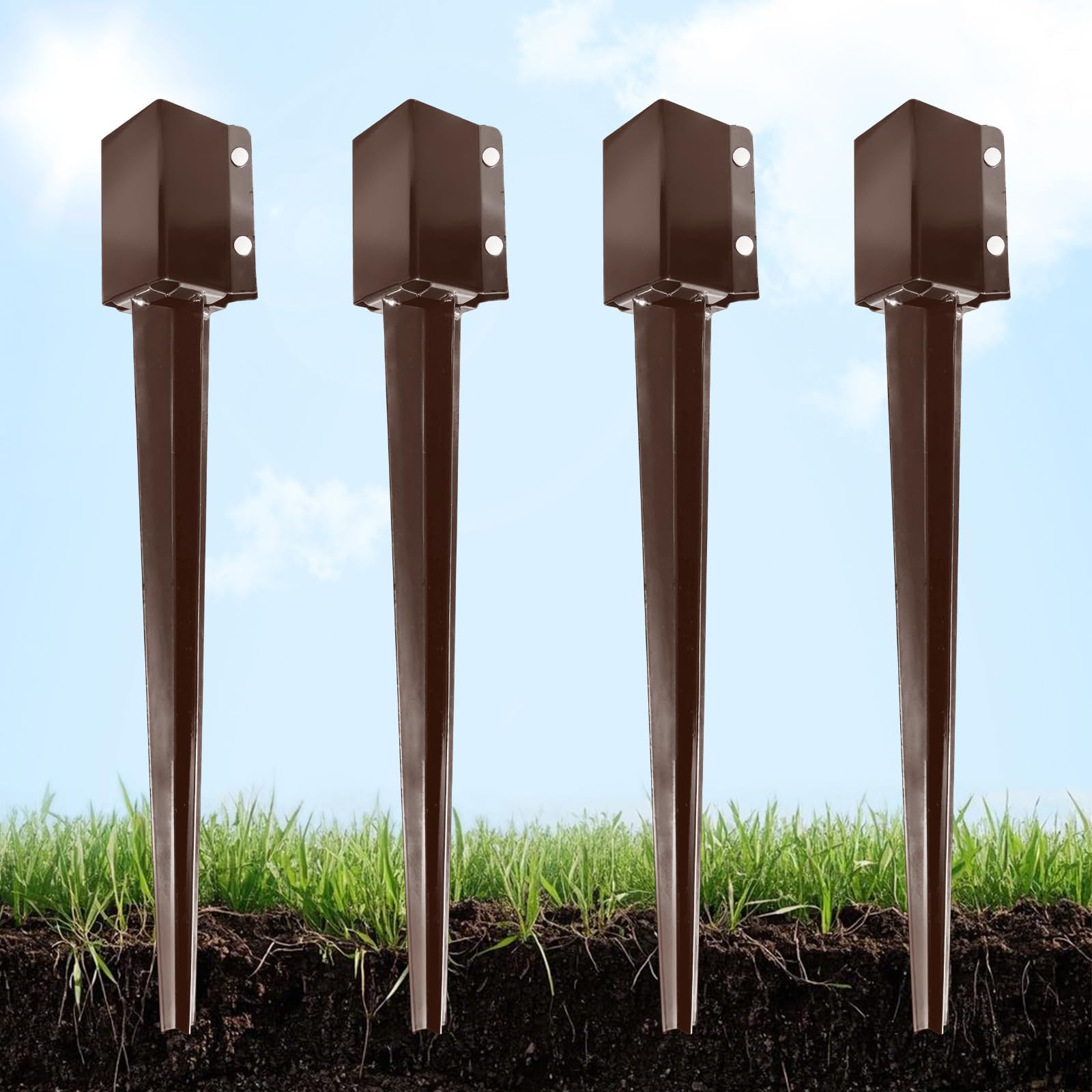 Amazon.com : TIyneayle 6 Pack 4x4 Fence Post Anchor Ground Spike ...