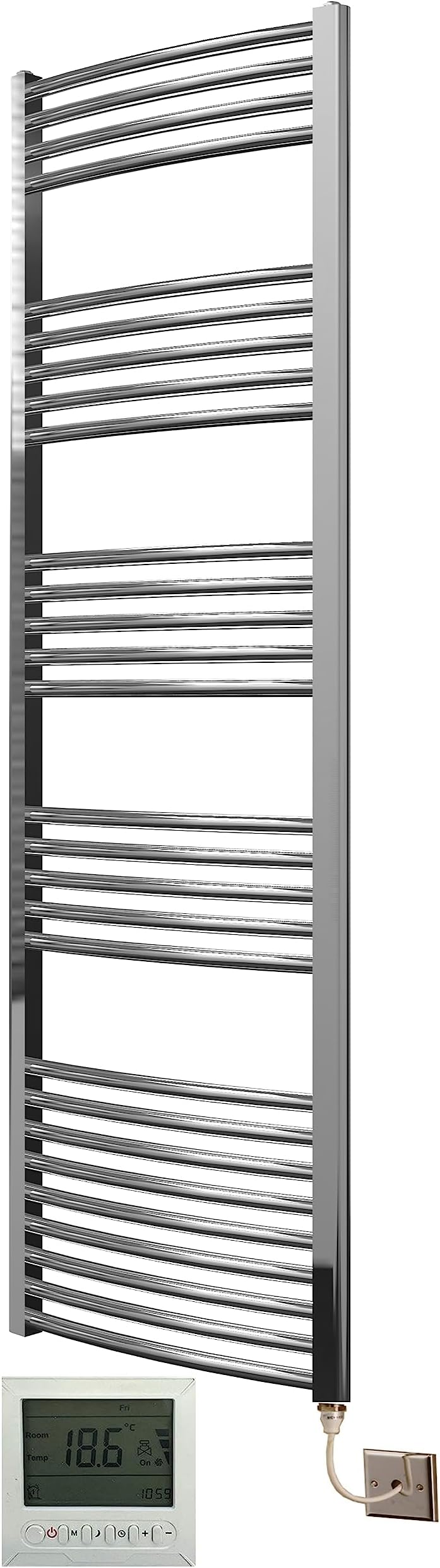 Greened House Electric Chrome 500Wide x 1200 High Curved Towel Rail ...