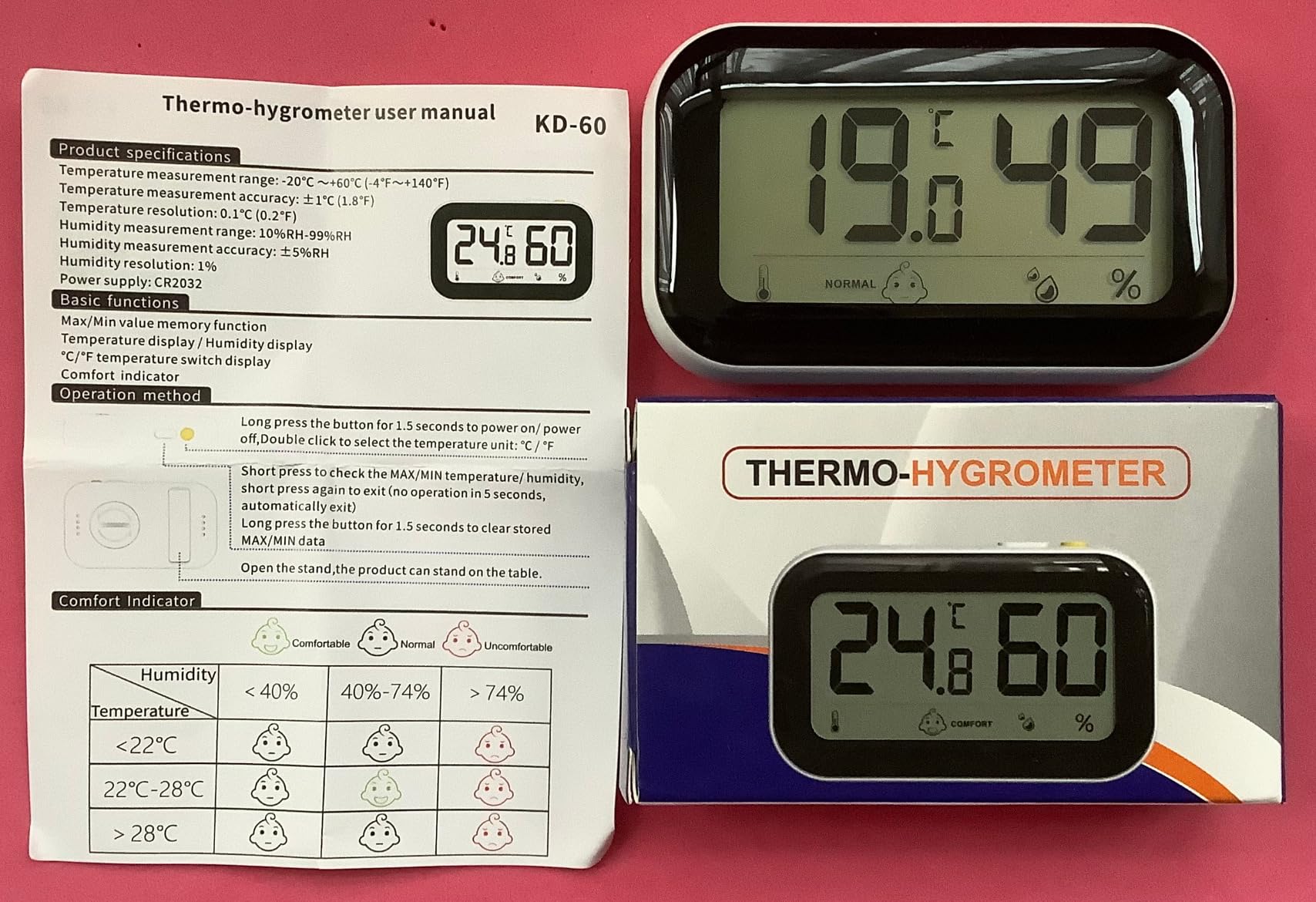 Thlevel Humidity Meter Hygrometer Thermometer Digital Indoor LCD with ...