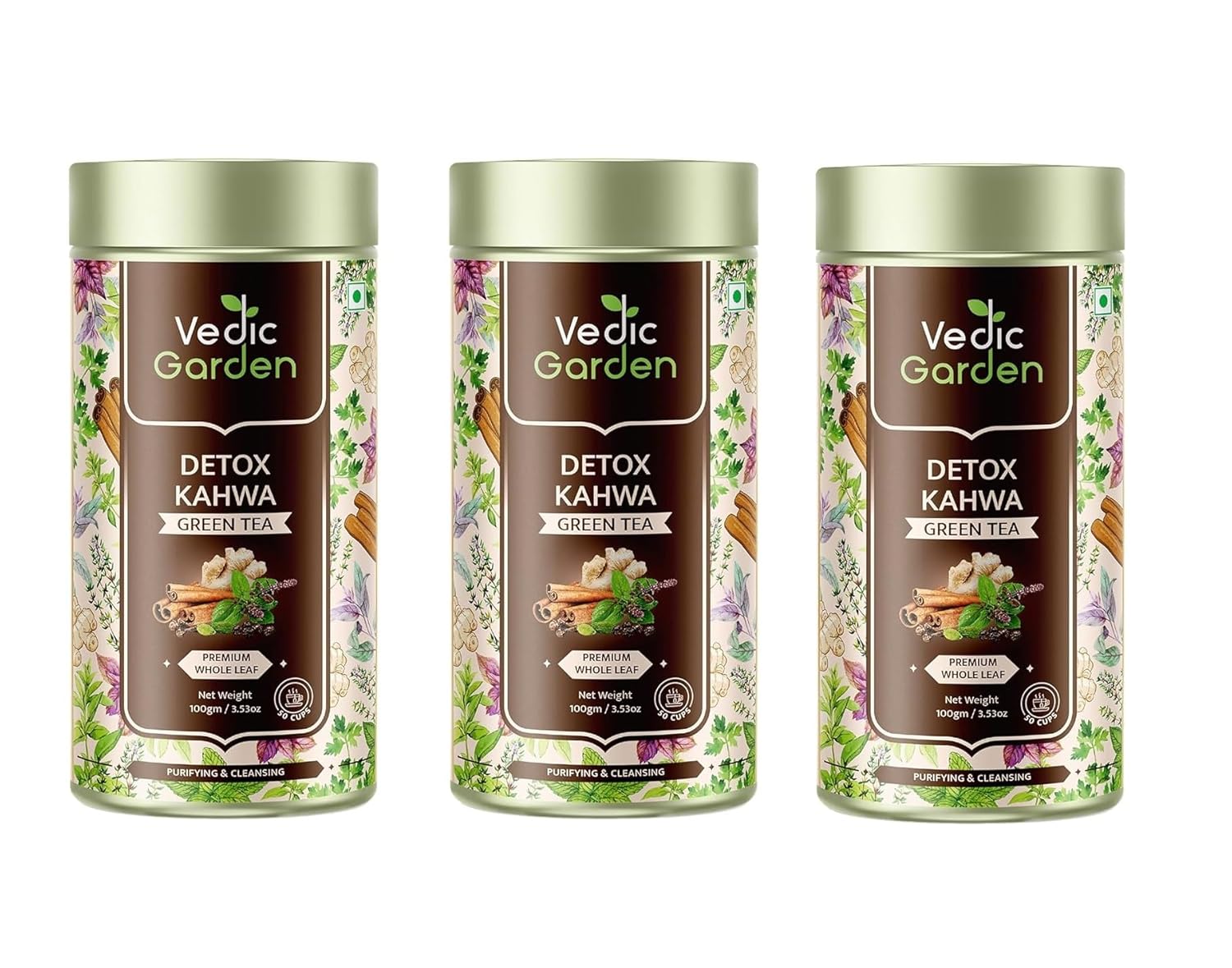 Vedic Garden Detox Kahwa Green Tea 100g | Whole Leaf Green Tea for ...