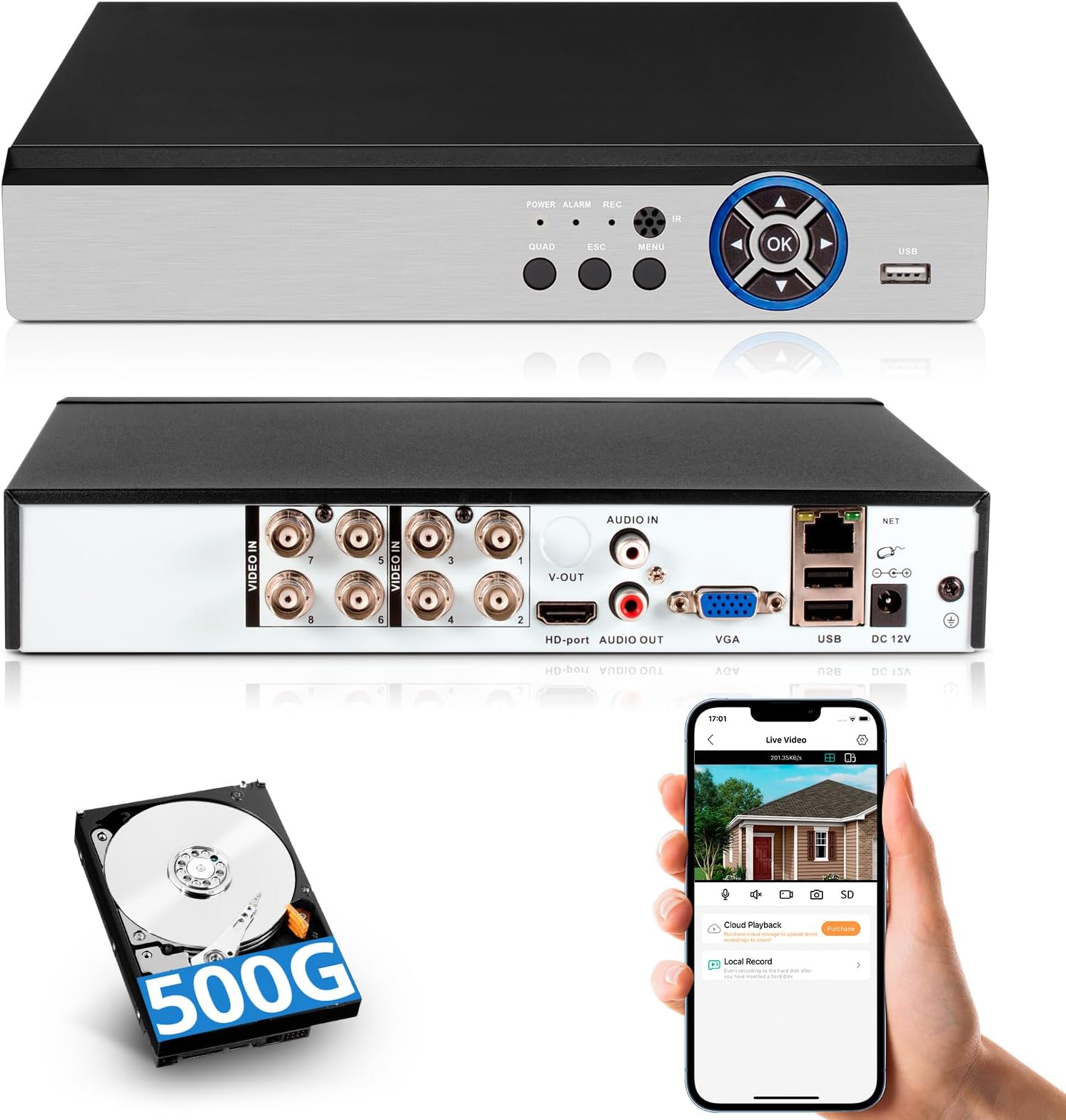 Amazon.com: Fuers H.265+ 5MP 8 Channel Security Recorder DVR with 500G ...